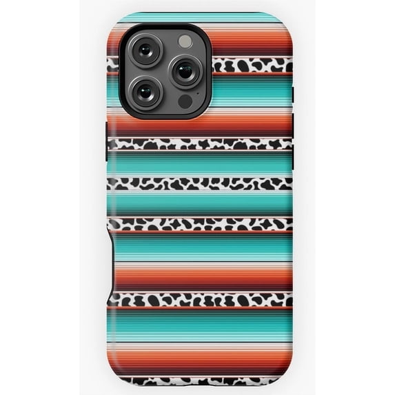 Serape Cow Print Western Phone Case for iPhone 17 16 15 14 13 12 11 Pro ...