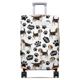Beagle and Dog Paw Print White Pattern Luggage Cover,Stretch Suitcase ...