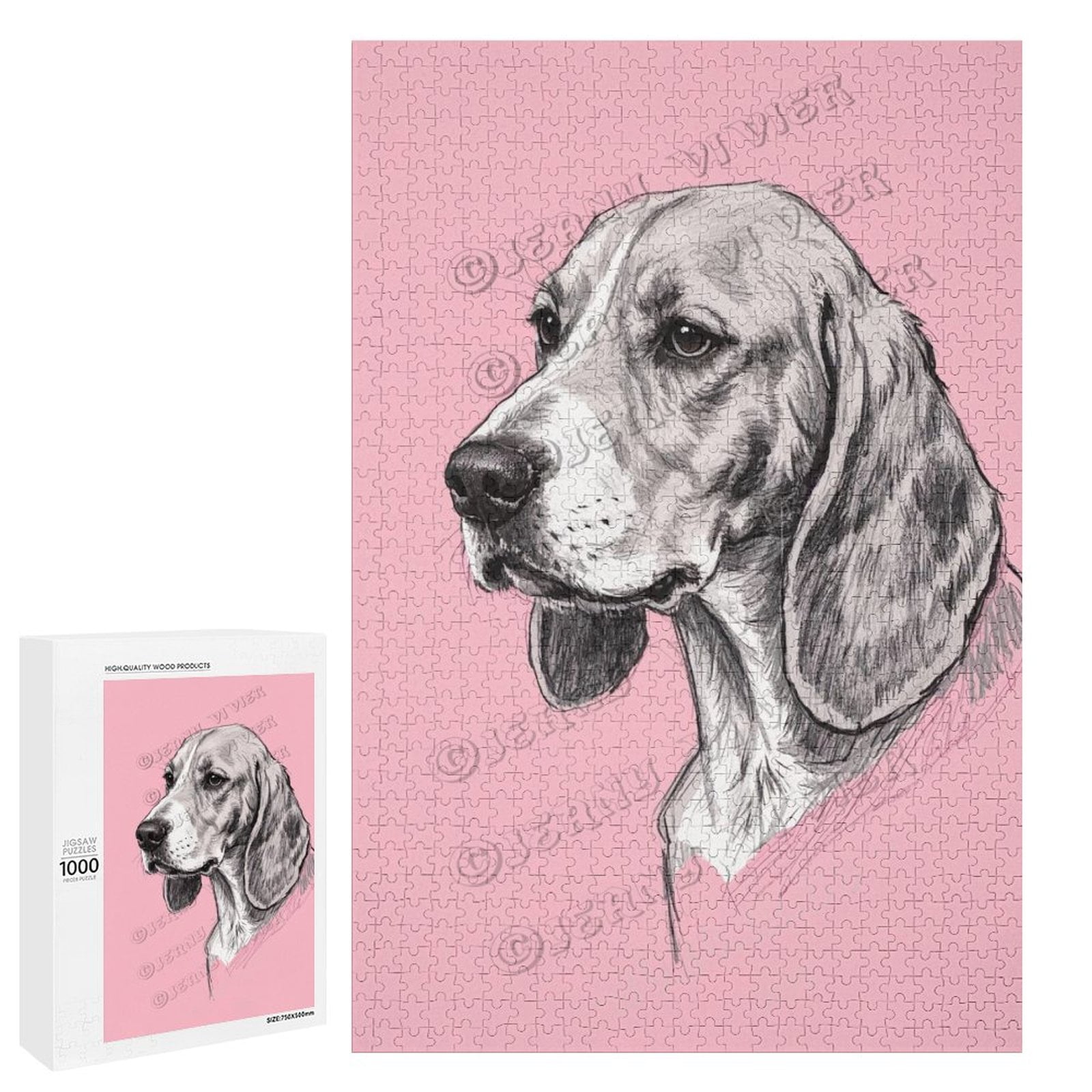 Beagle Dog Portrait – 1000 Piece Wooden Jigsaw Puzzle | Engaging Puzzle ...
