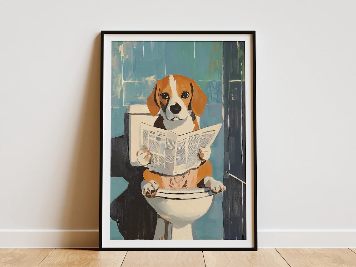 Beagle Dog Printbathroom Dog Postercute Beagle Puppy Posterwhimsical ...