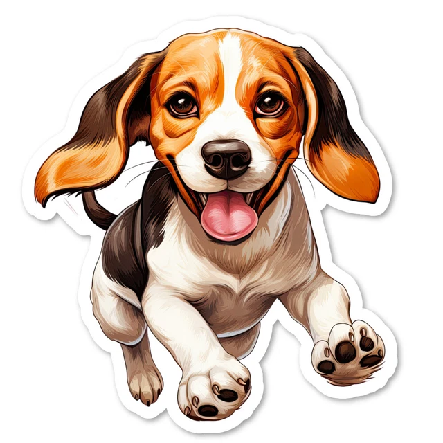 Beagle Dog Sticker, Water Resistant, Laptop, Water Bottle, Scrapbook ...