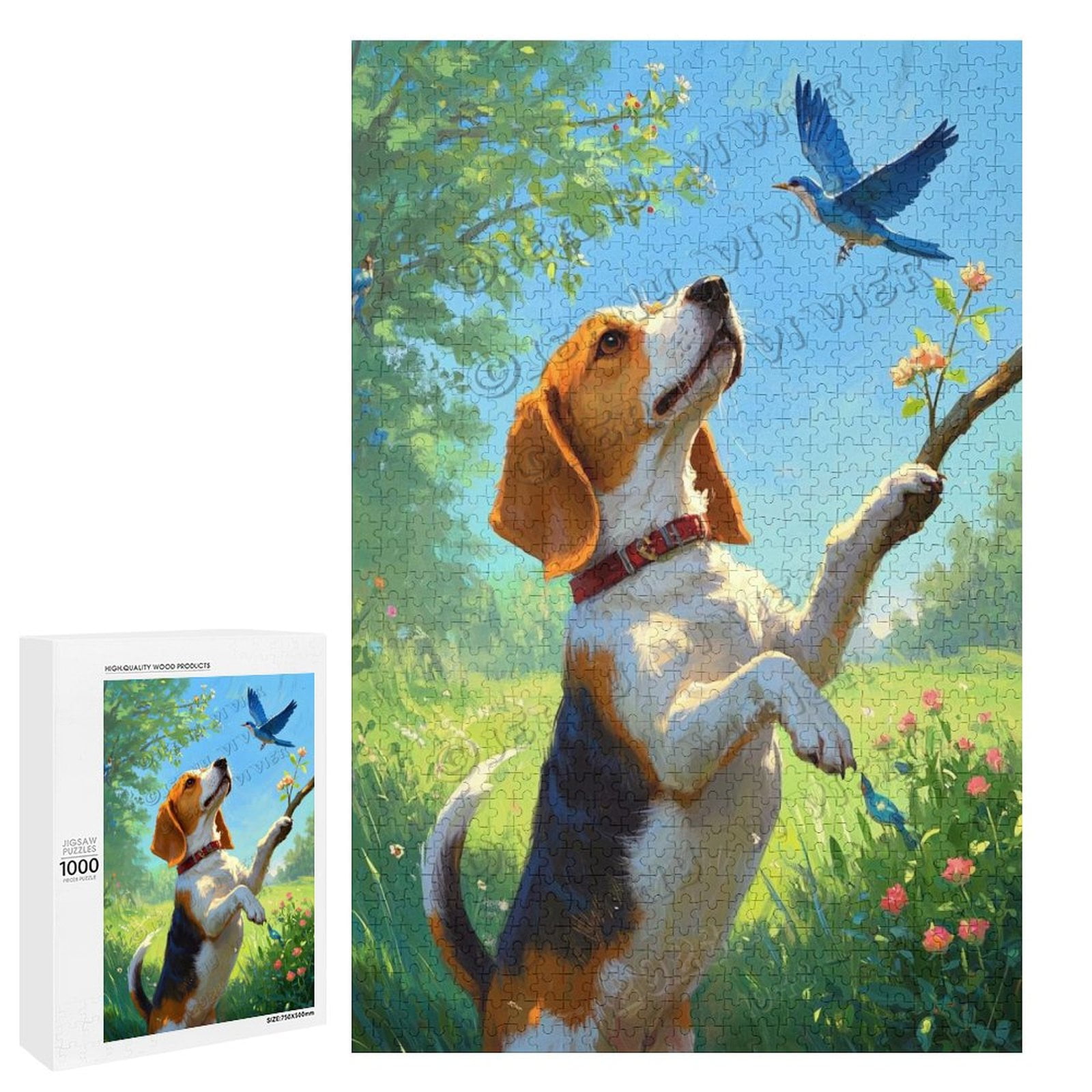 Beagle Dog Themed 1000 Piece Jigsaw Puzzle for Adults, Wooden ...