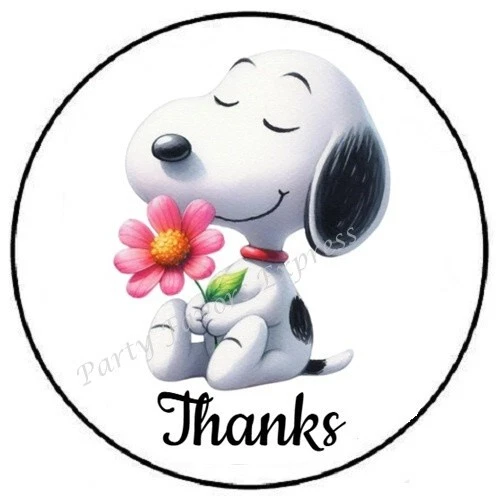 Beagle Dog With Flower Thanks Stickers Party Favors Phone Decal Water ...
