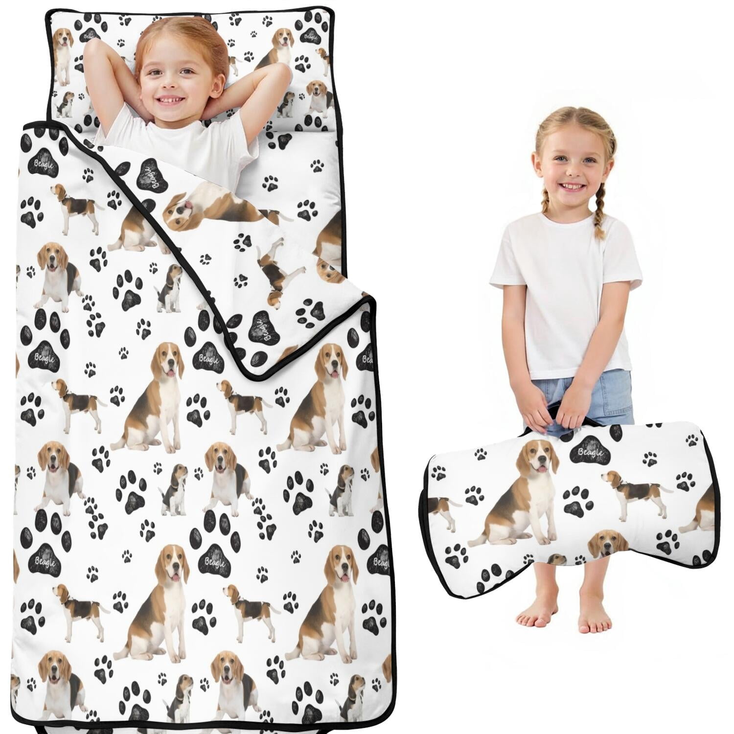 Beagle Dog and Footprints Toddler Nap Mats for Kids Preschool,Sleeping ...