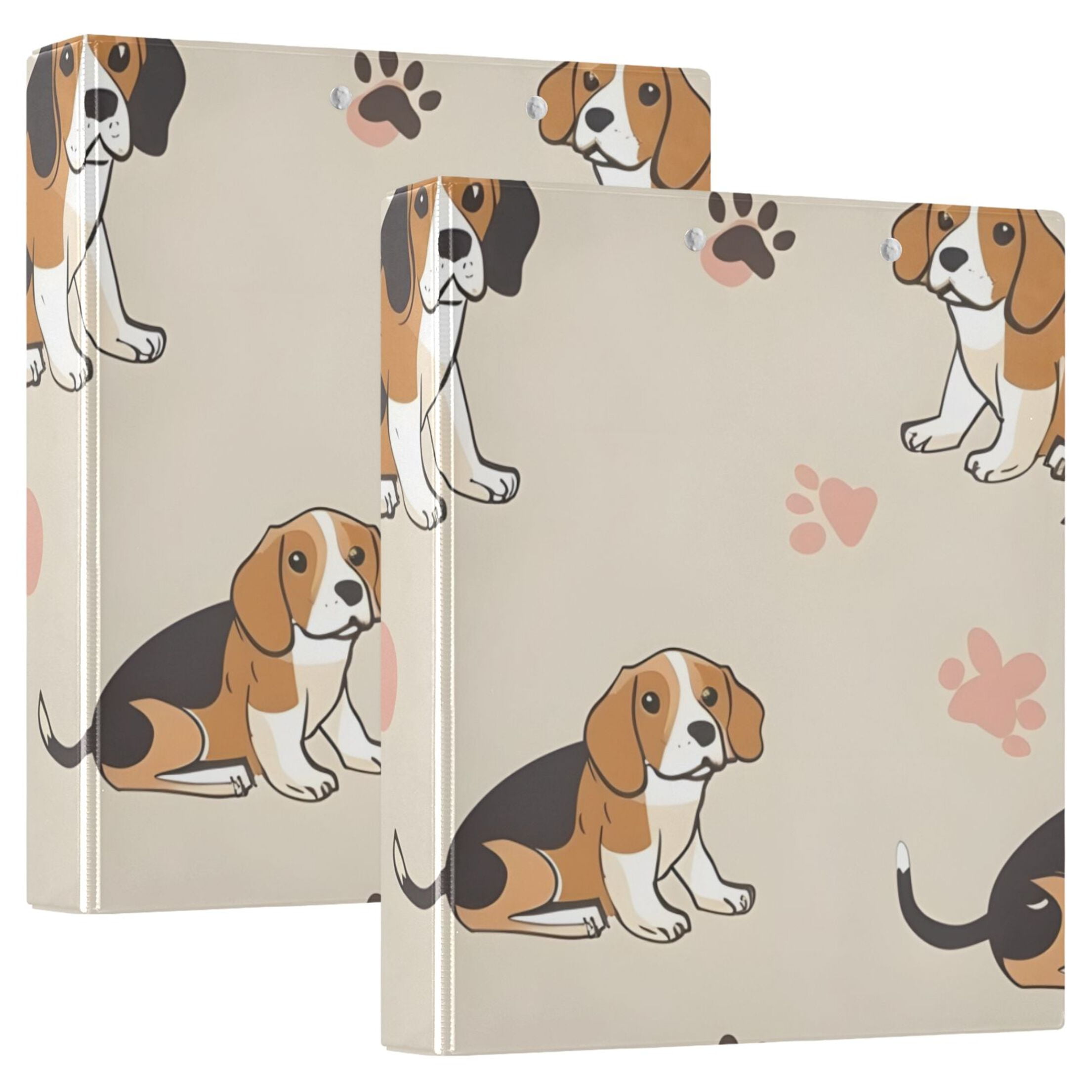 Beagle Dog and Paw 3 Ring Hardcover Binders 1.5" Round Rings for Letter ...