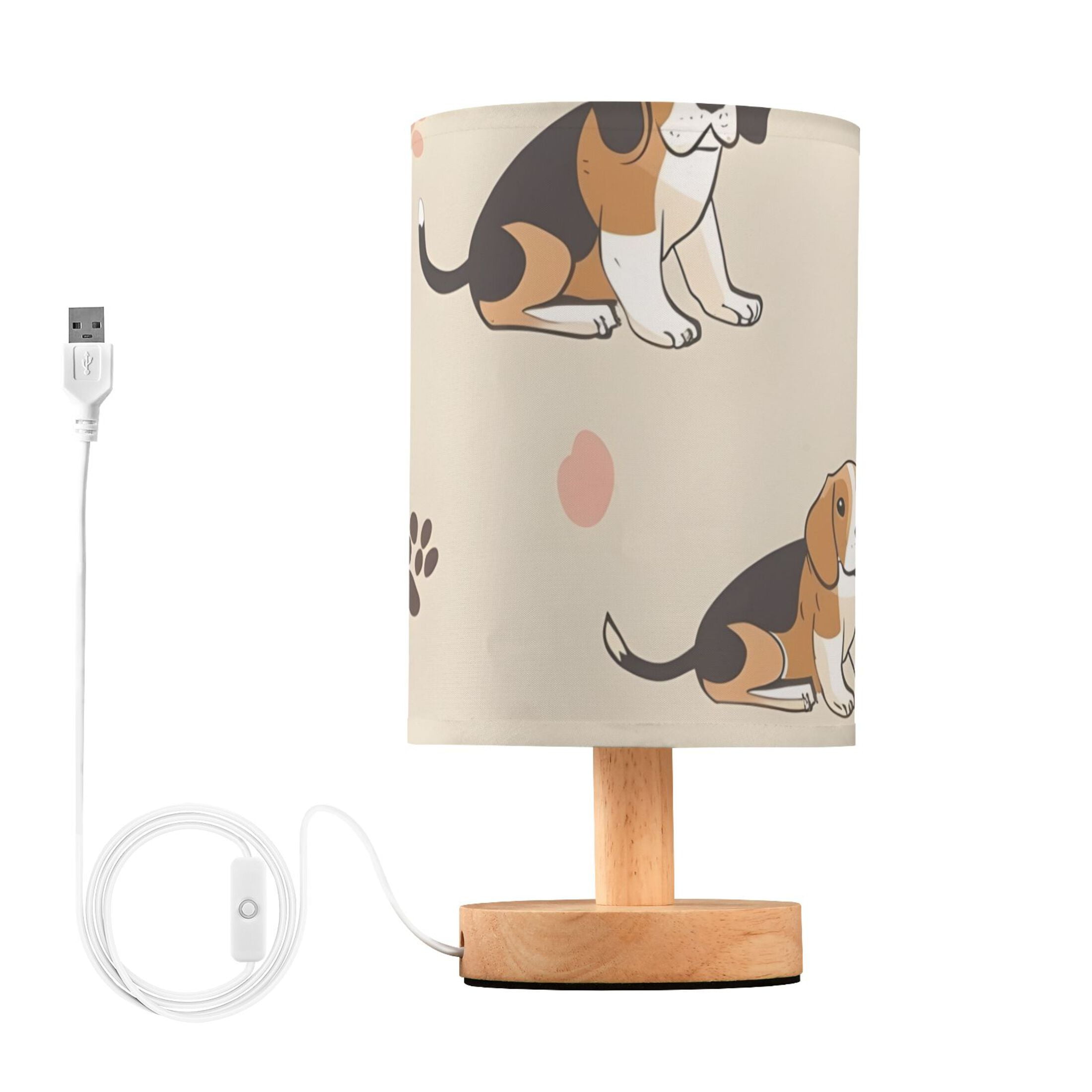 Beagle Dog and Paw Bedside Desk Lamp LED Table Nightstand Lamps Warm ...