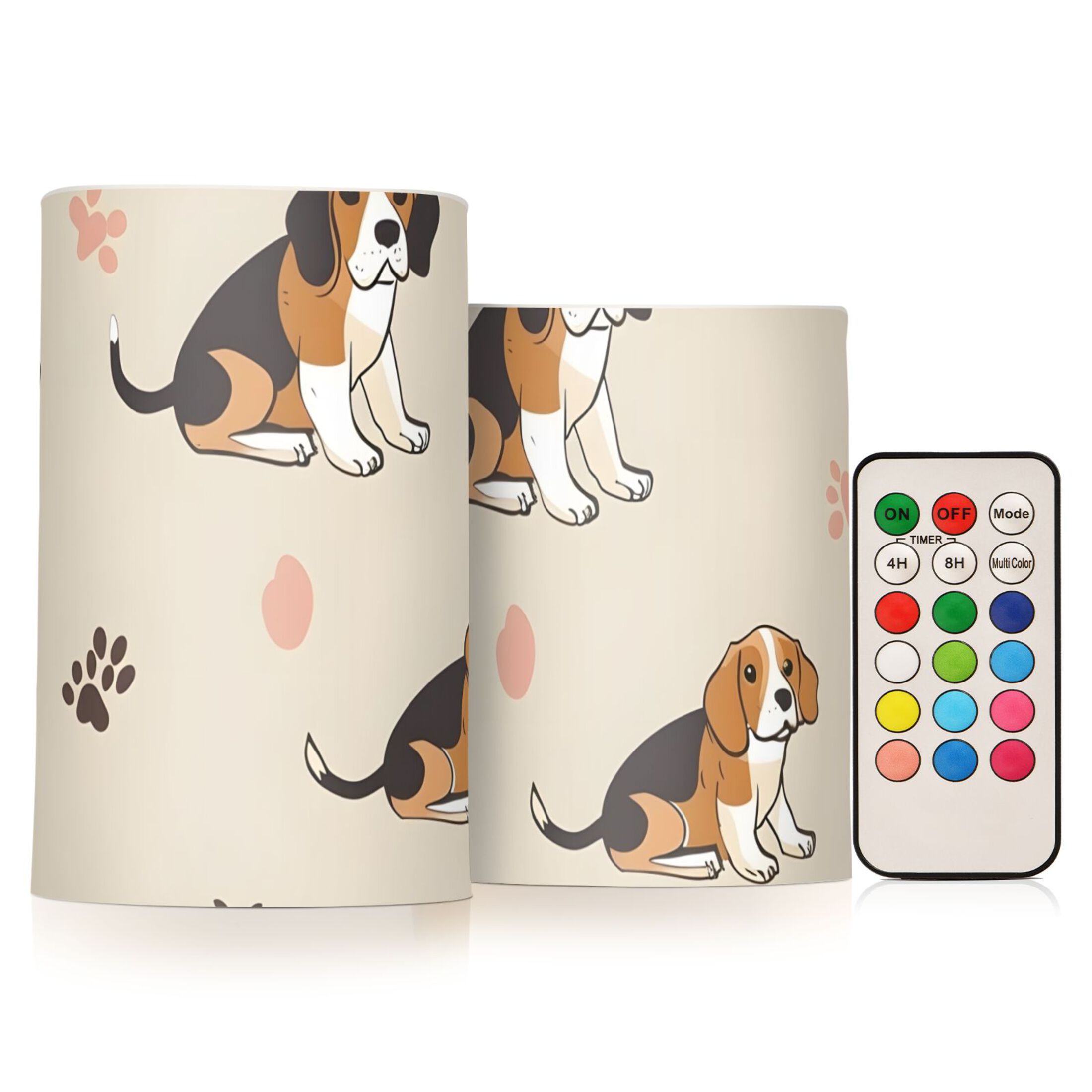 Beagle Dog and Paw Flameless Candles with Remote Timer LED Battery ...