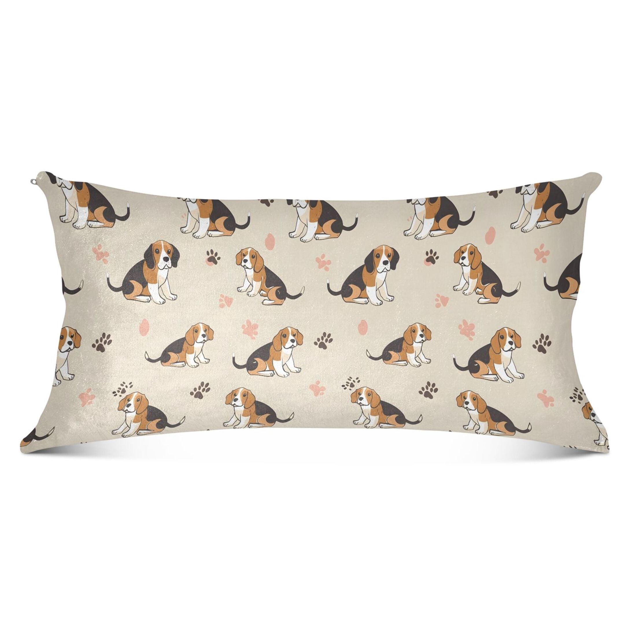 Beagle Dog and Paw Plush Pillow Cases Body Size Ultra Soft Warm ...