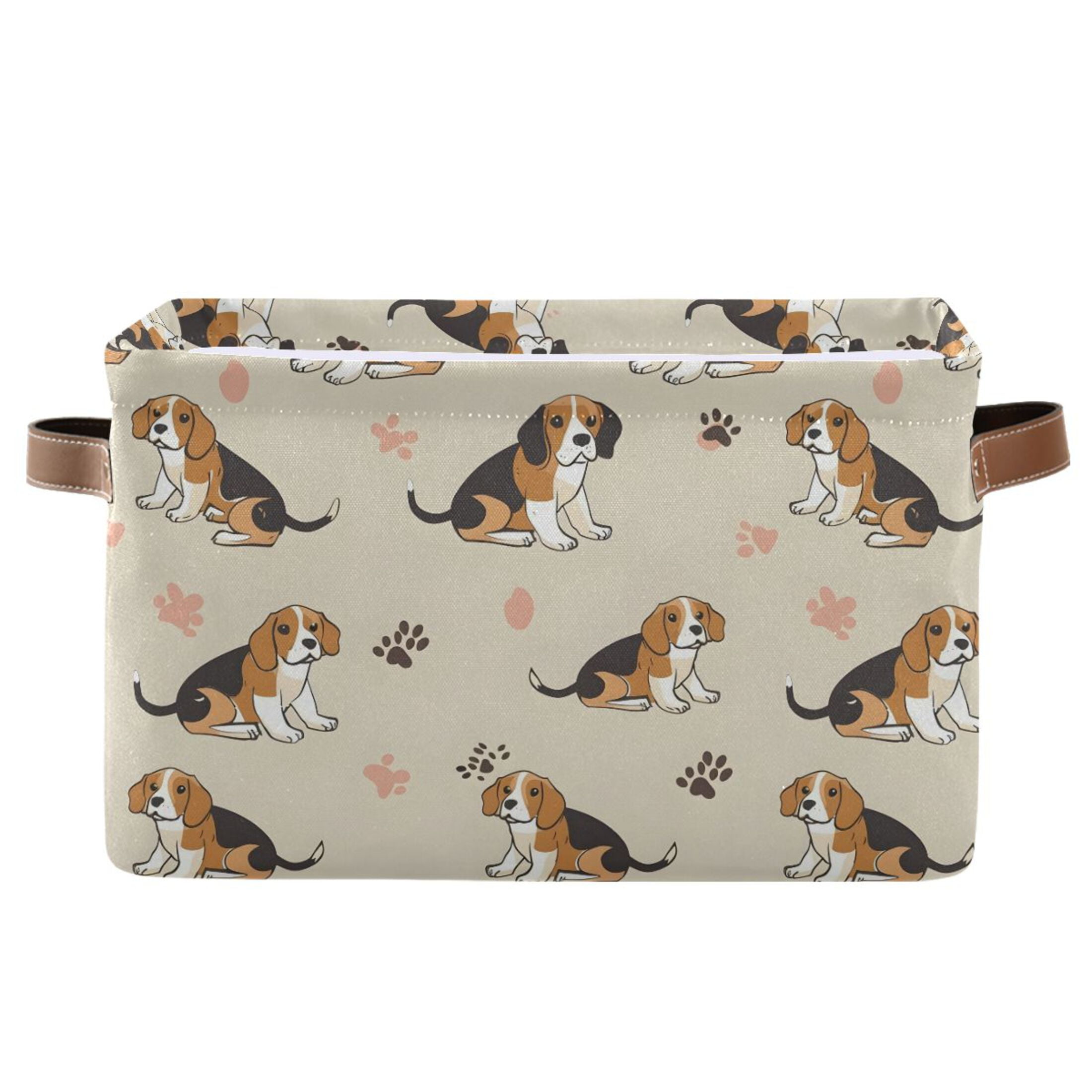 Beagle Dog and Paw Storage Bins with Handle Fabric Organizer Basket ...