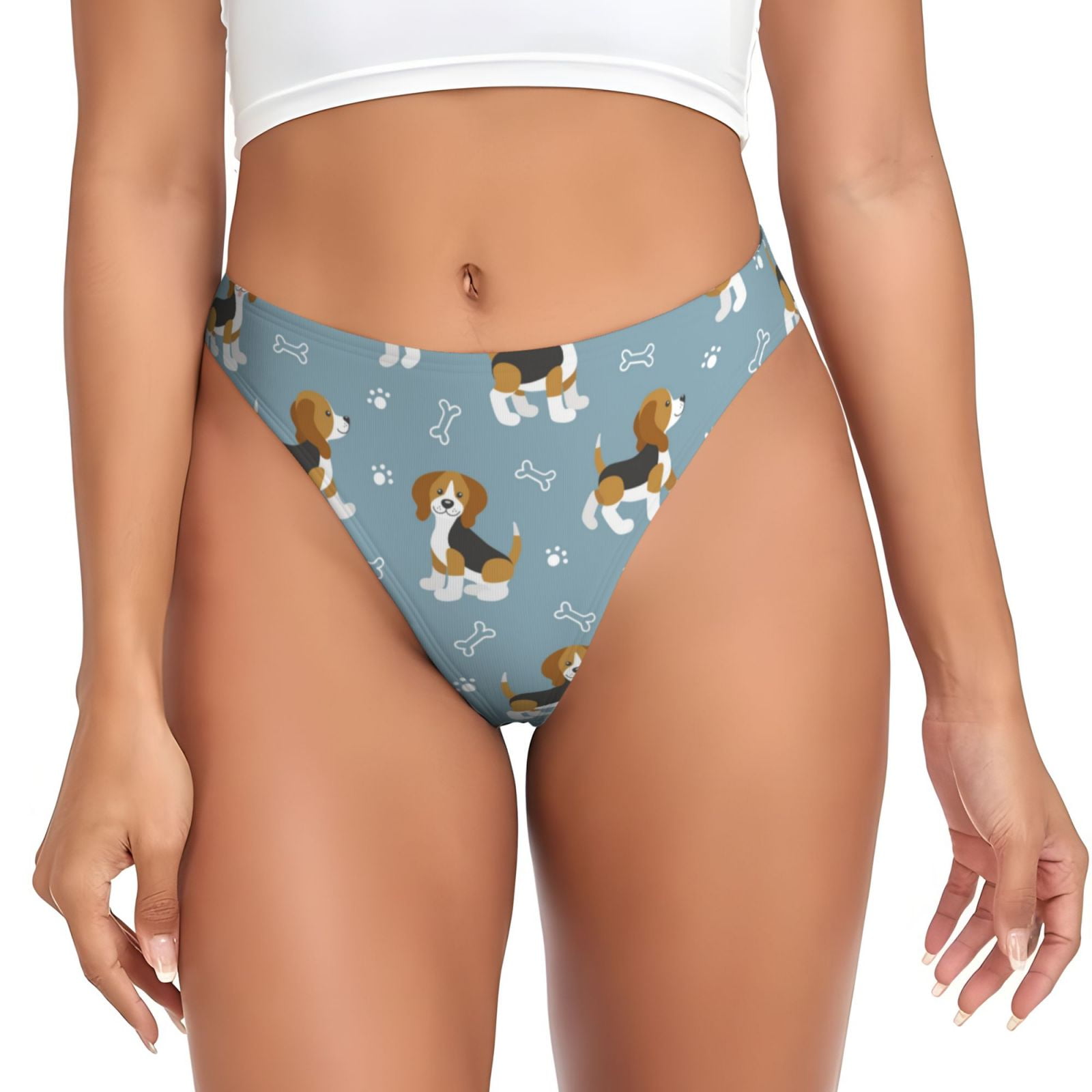 Beagle Dog cute Thongs for Women - No Show Seamless Womens Thongs Underwear, Soft Stretch G ...