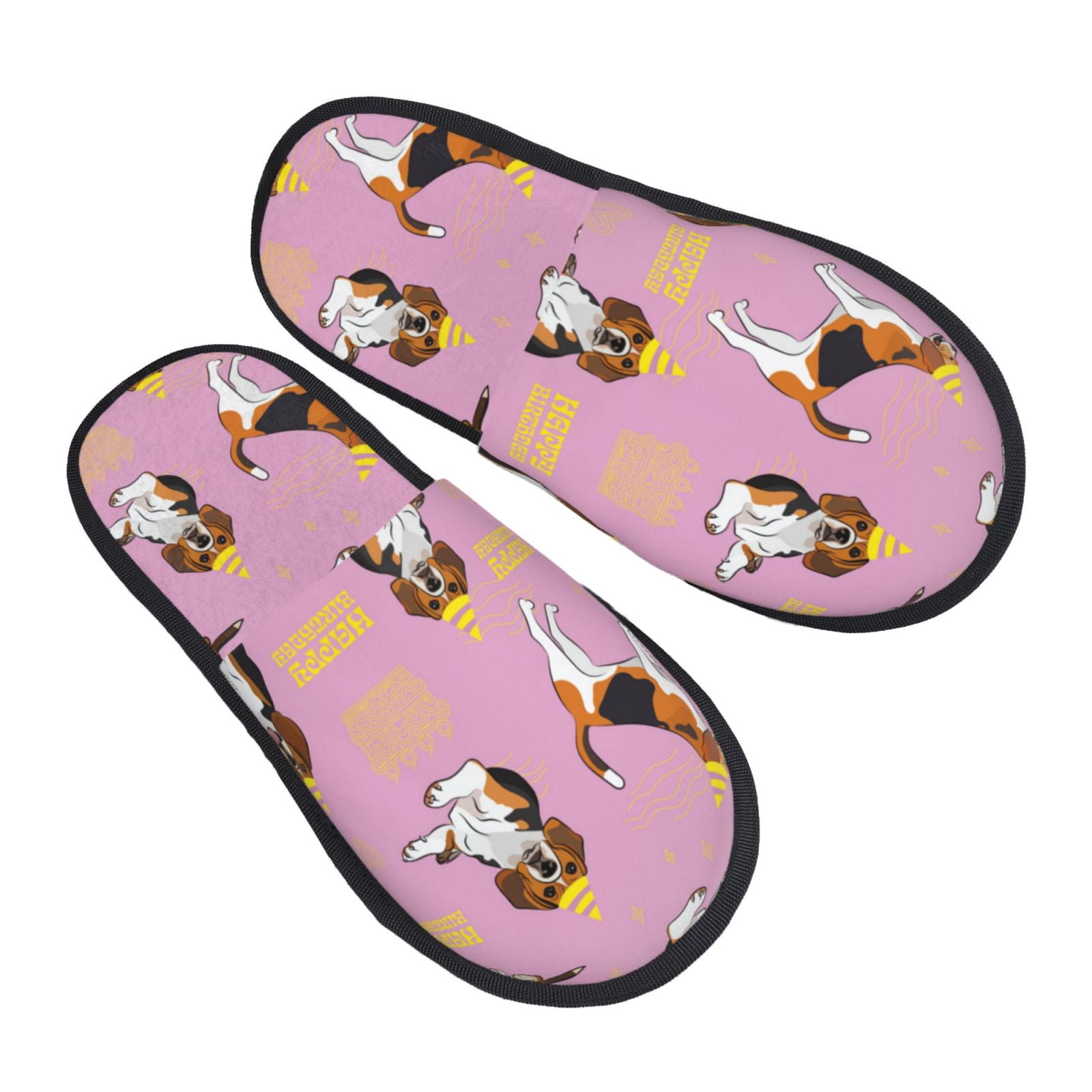 Beagle Dog happy birthday House Slippers for Women Indoor, Fuzzy Warm ...