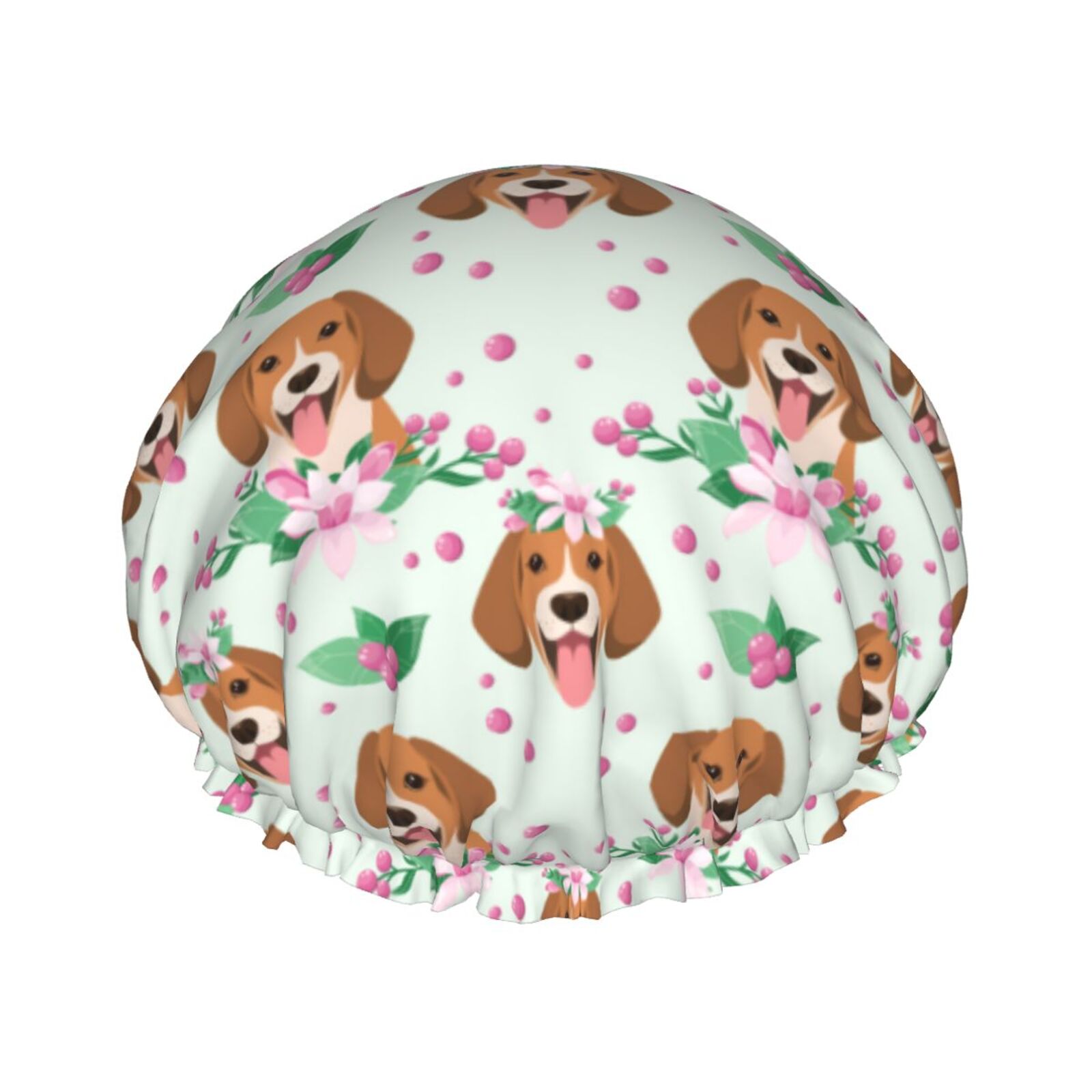 Beagle Dog pink flower Shower Cap, Reusable Bath Hair Hat for all Hair ...