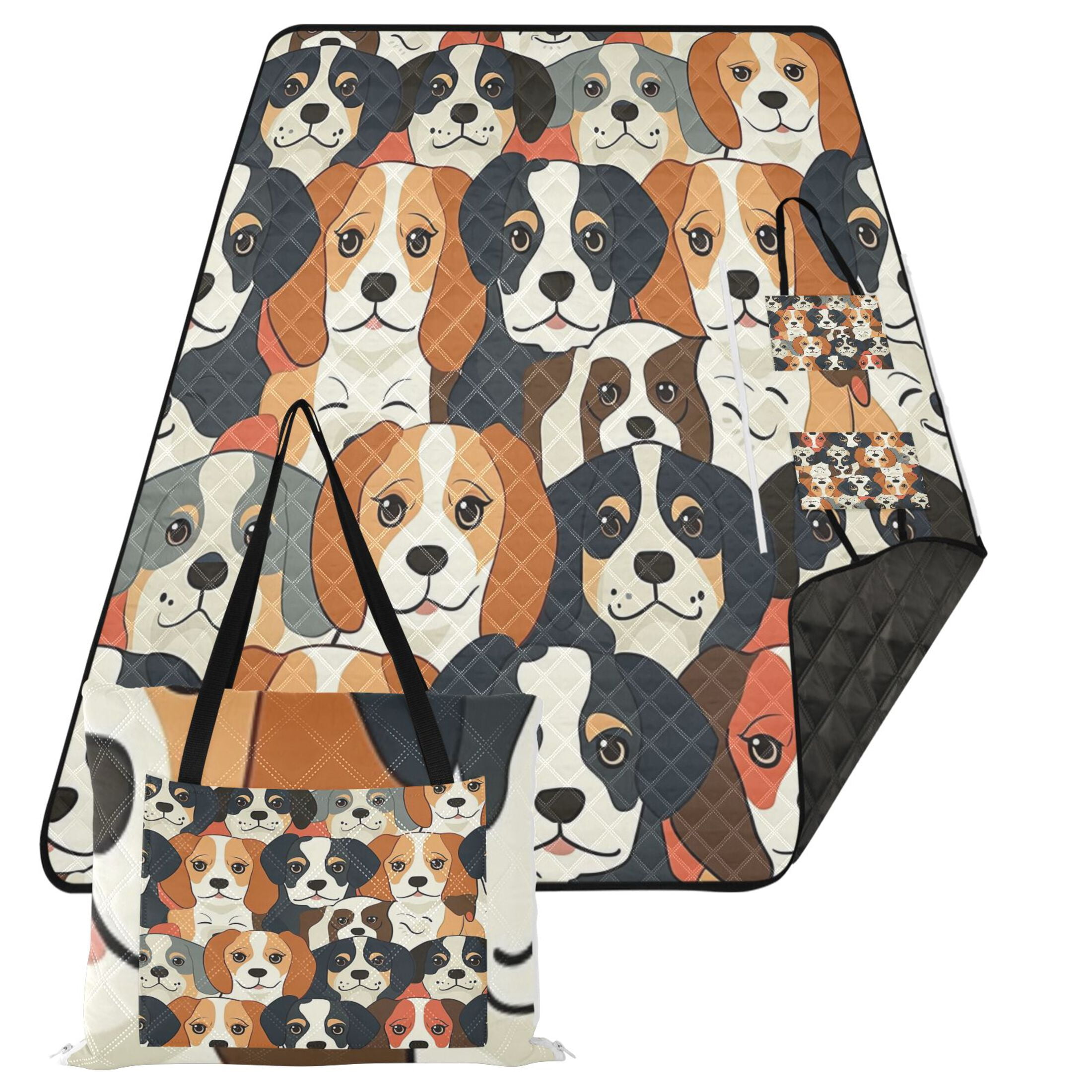 Beagle Dogs Face Extra Large Picnic Beach Blanket Waterproof Sand Proof ...