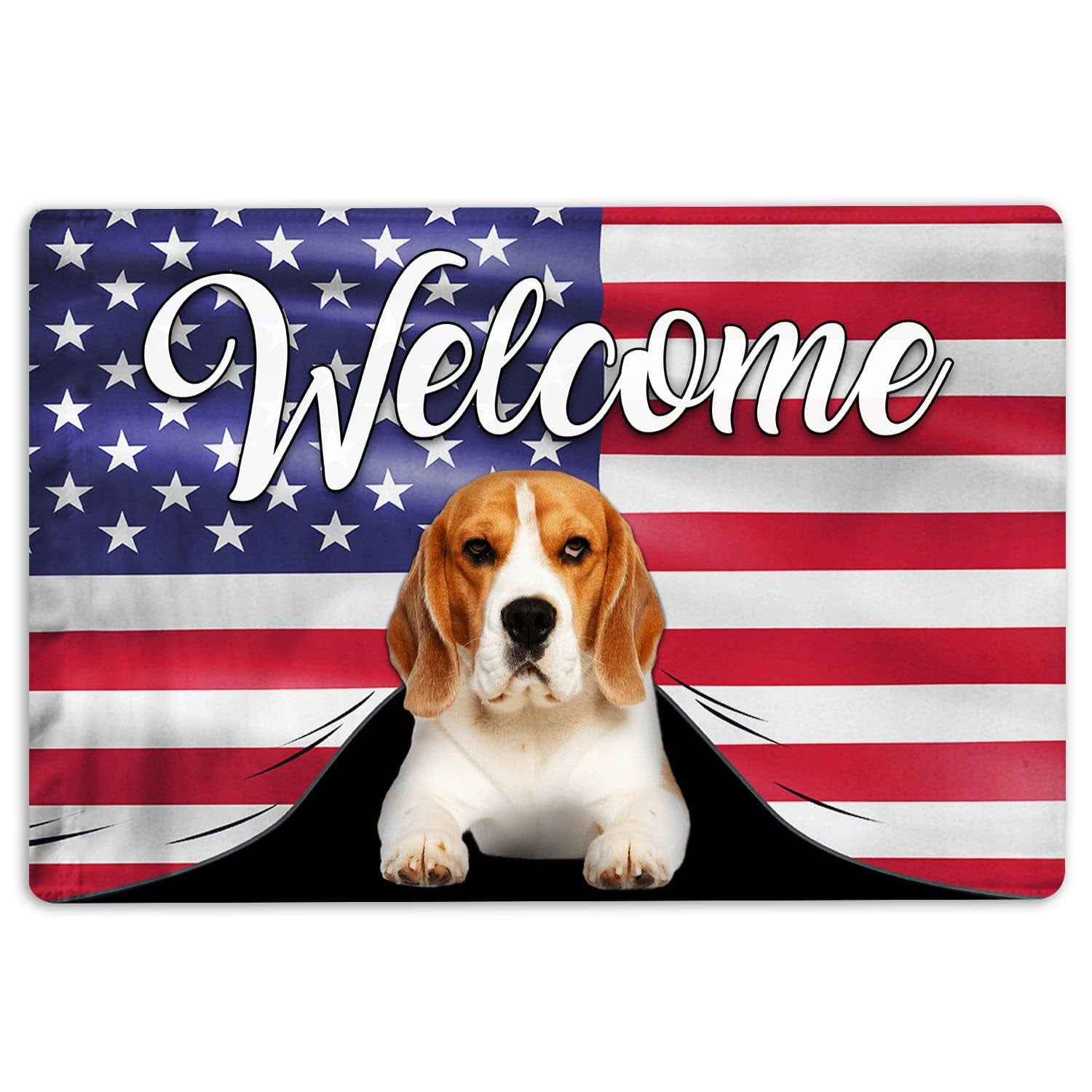 Beagle Door Mat Funny Beagle Dog Welcome American Flag USA Patriotic ...