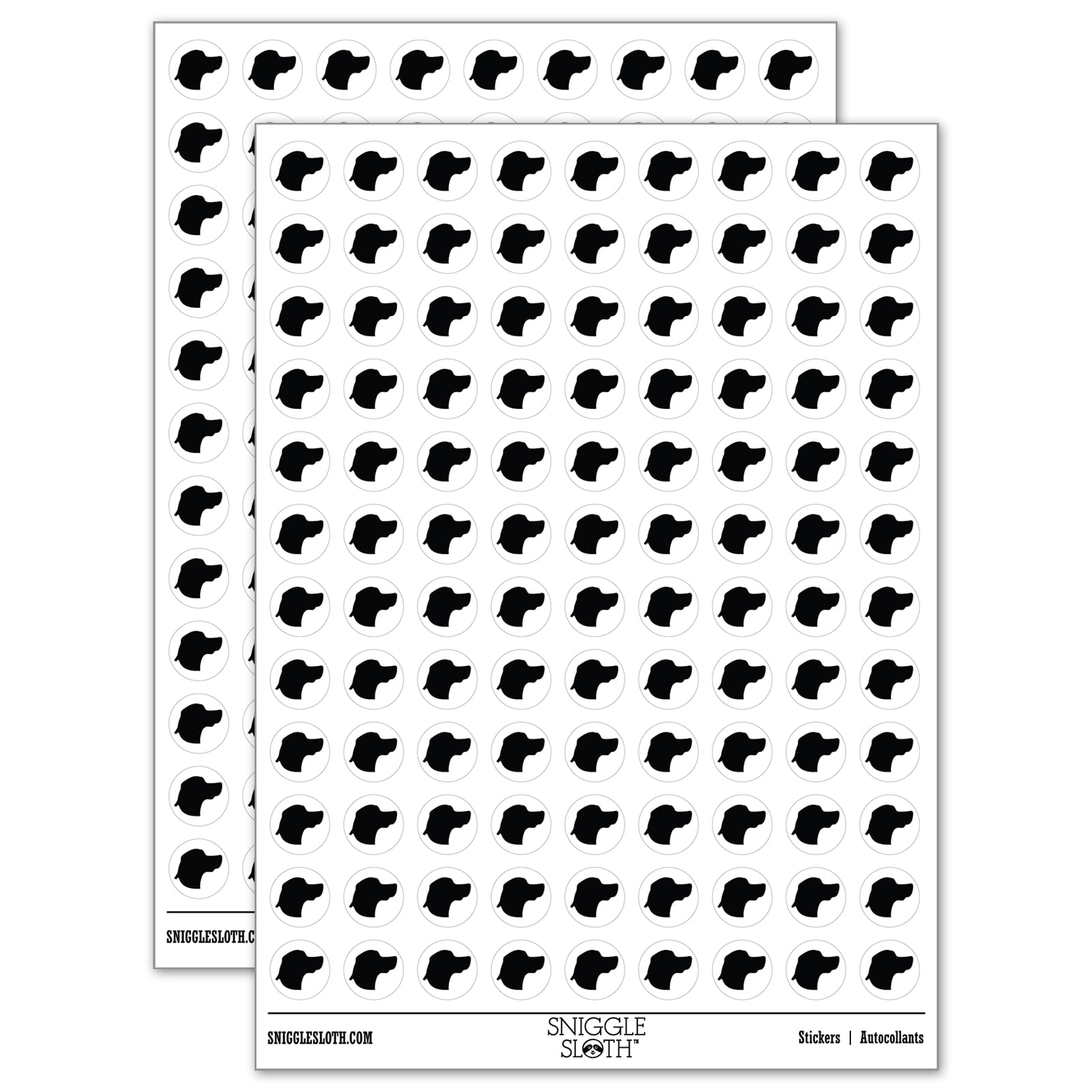 Beagle Face Profile Solid 200+ Round Stickers - White - Gloss Finish ...