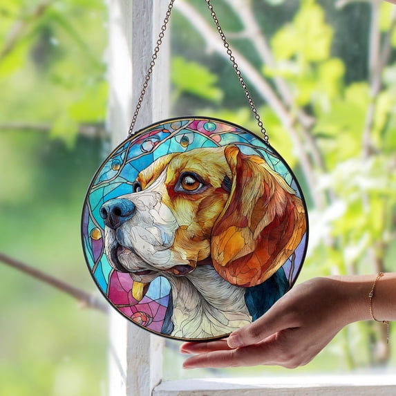 Beagle Glass Window Suncatcher, Charming Dog Breed Art Panel, 6.3 in ...