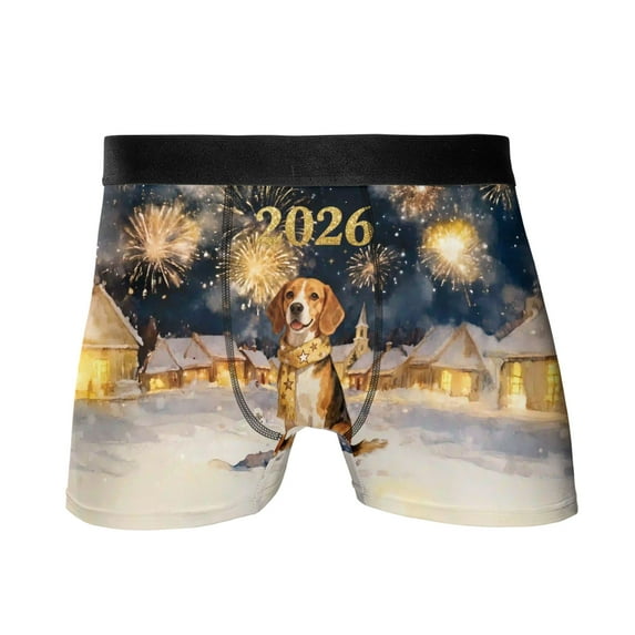 Beagle Happy New Year 2026 with Fireworks on New Year's Eve All Over ...