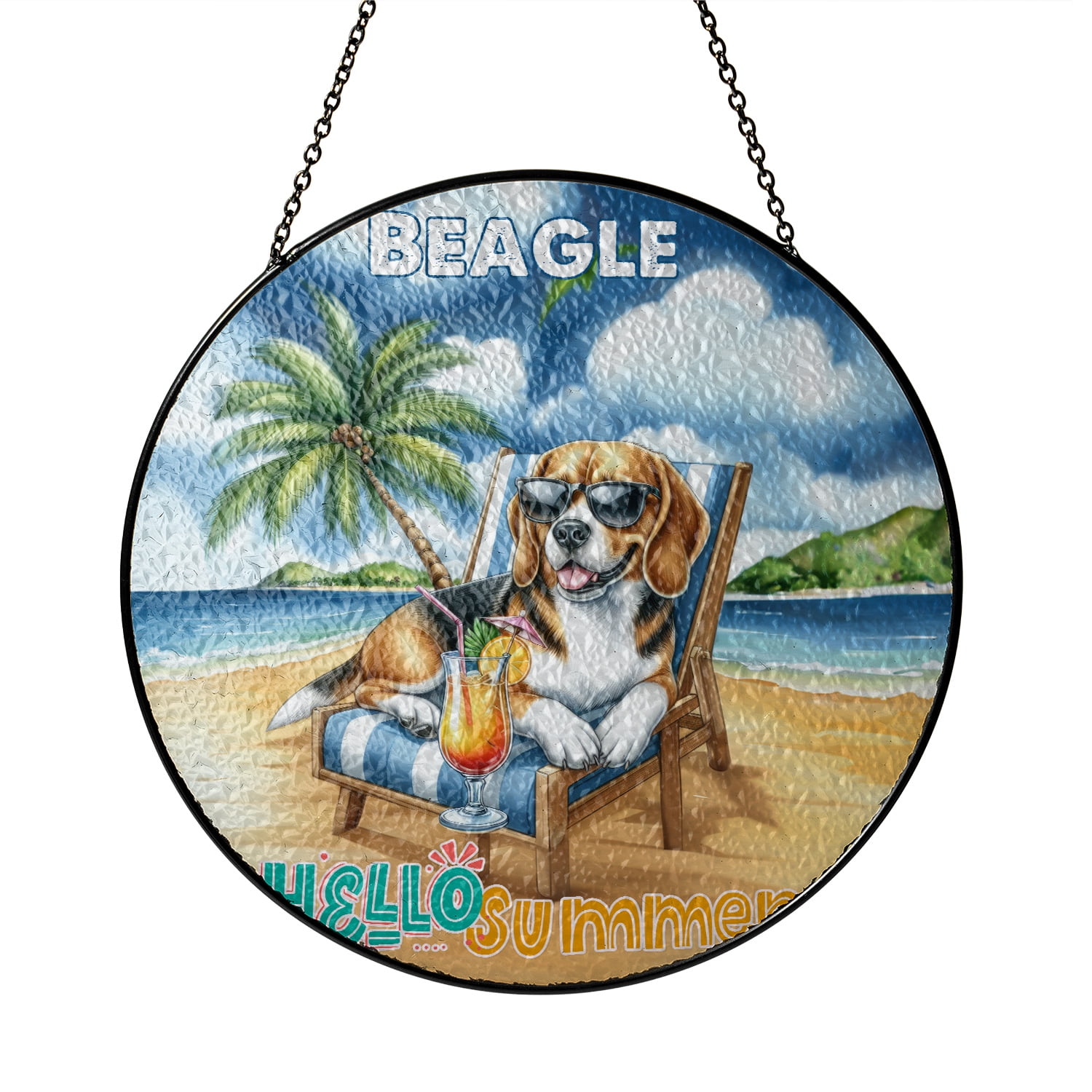 Beagle Hello Summer Beach Theme with Sunglasses and Tropical Cocktail ...