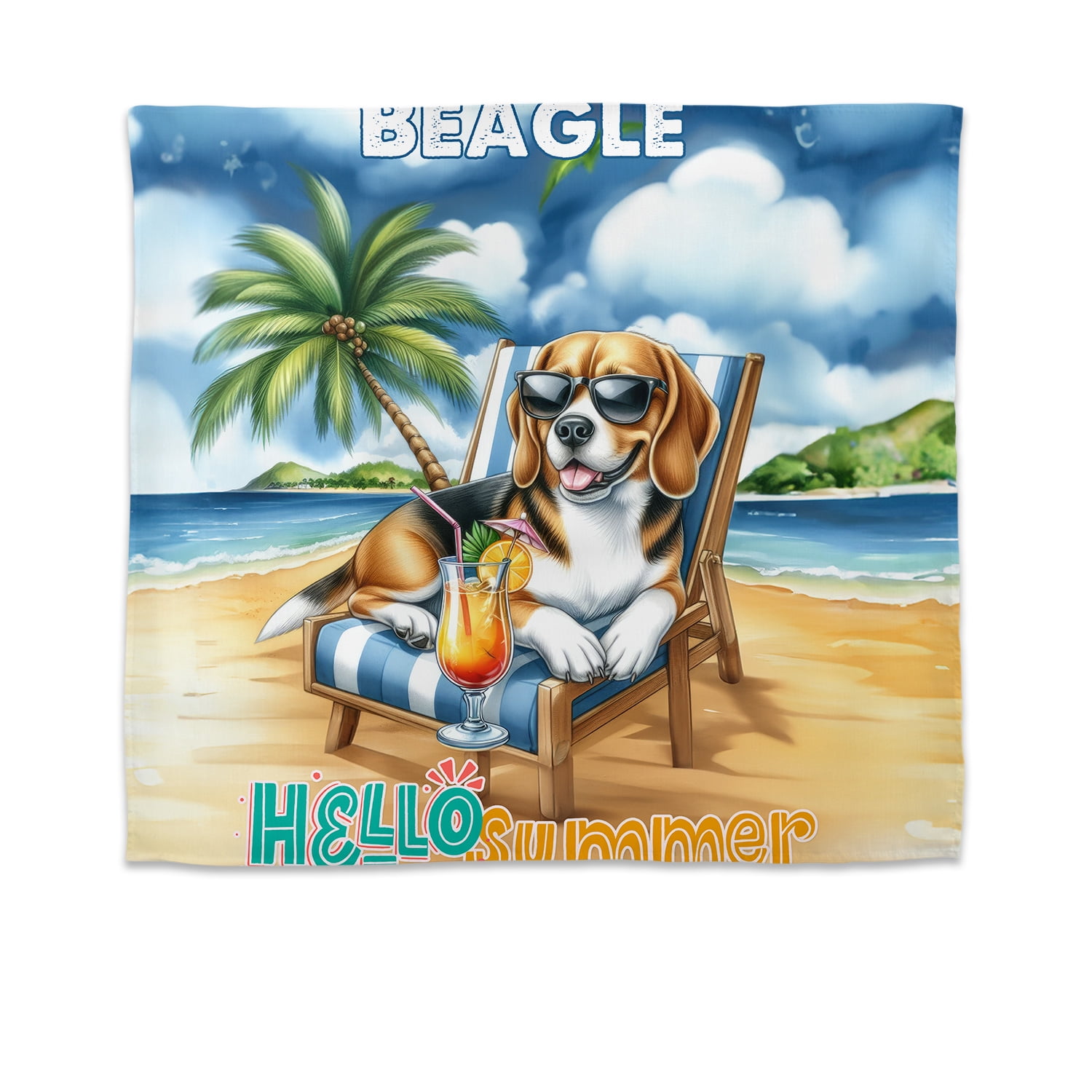Beagle Hello Summer Beach Theme with Sunglasses and Tropical Cocktail ...