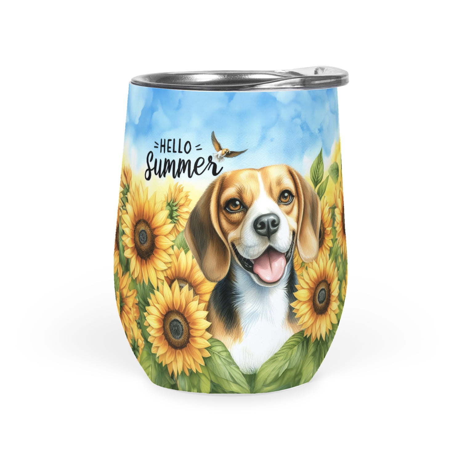 Beagle Hello Summer Sunshine Sunflowers Spring Retro Vintage 12oz ...