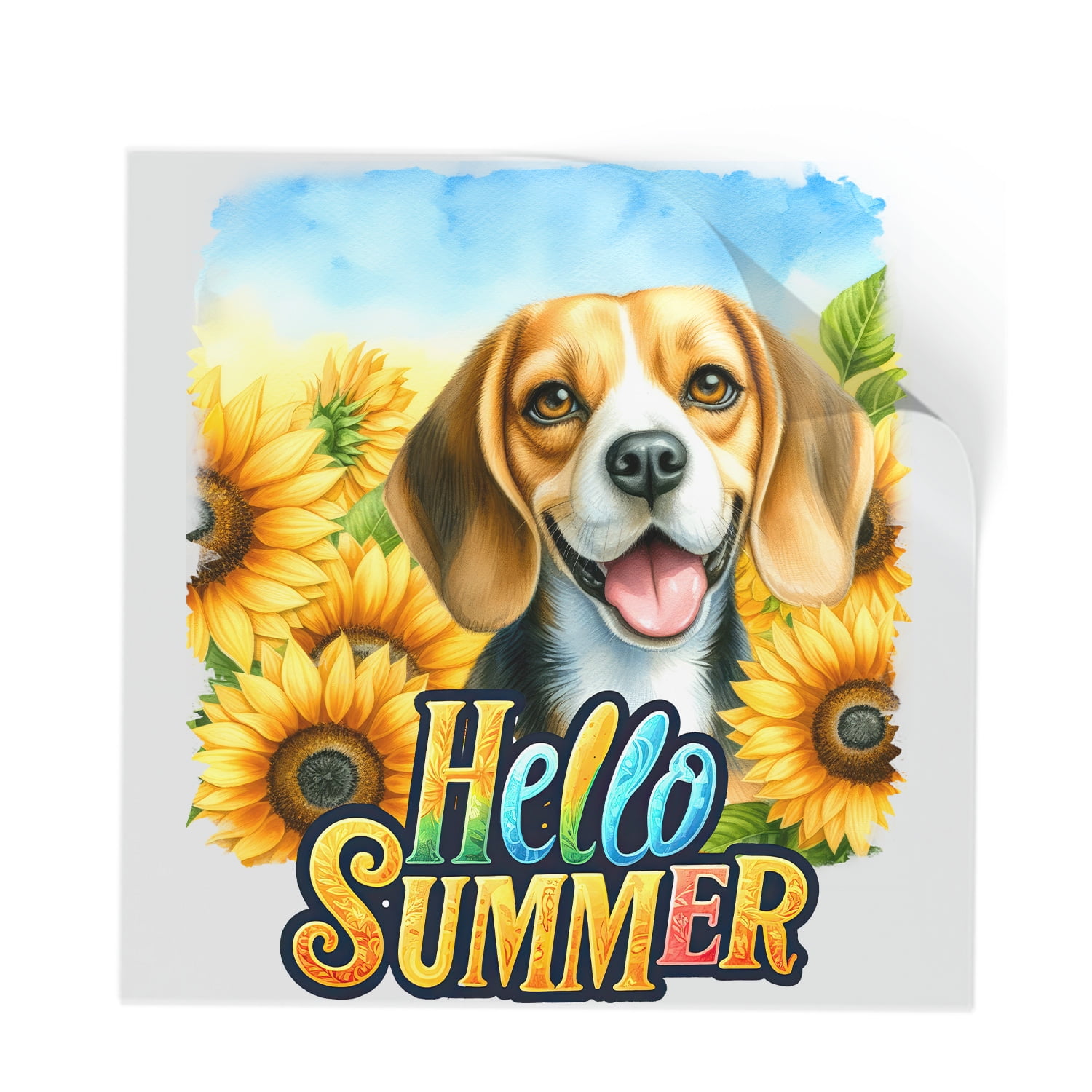 Beagle Hello Summer Sunshine Sunflowers Spring Retro Vintage Cutout ...