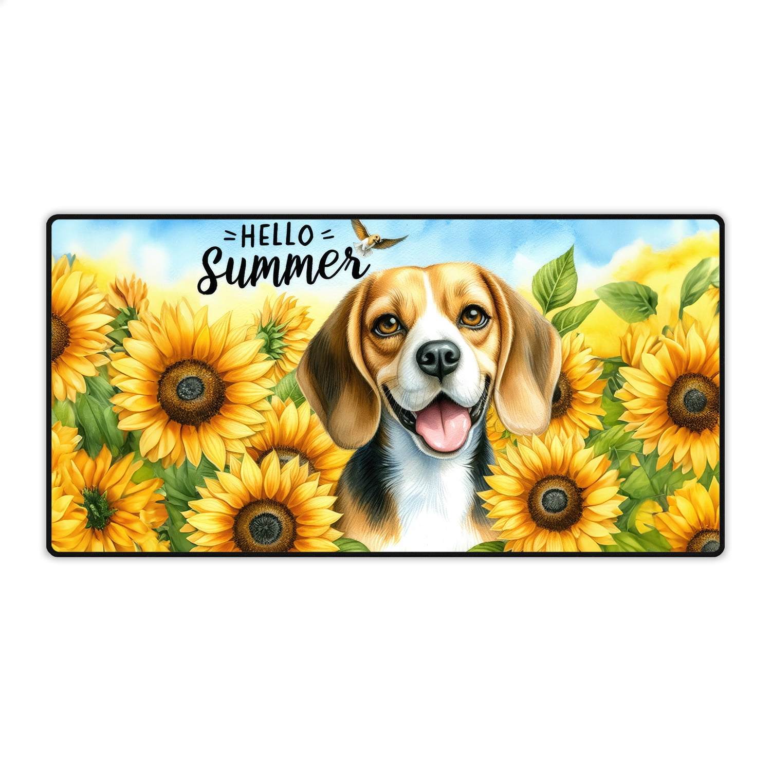 Beagle Hello Summer Sunshine Sunflowers Spring Retro Vintage Desk Mat ...