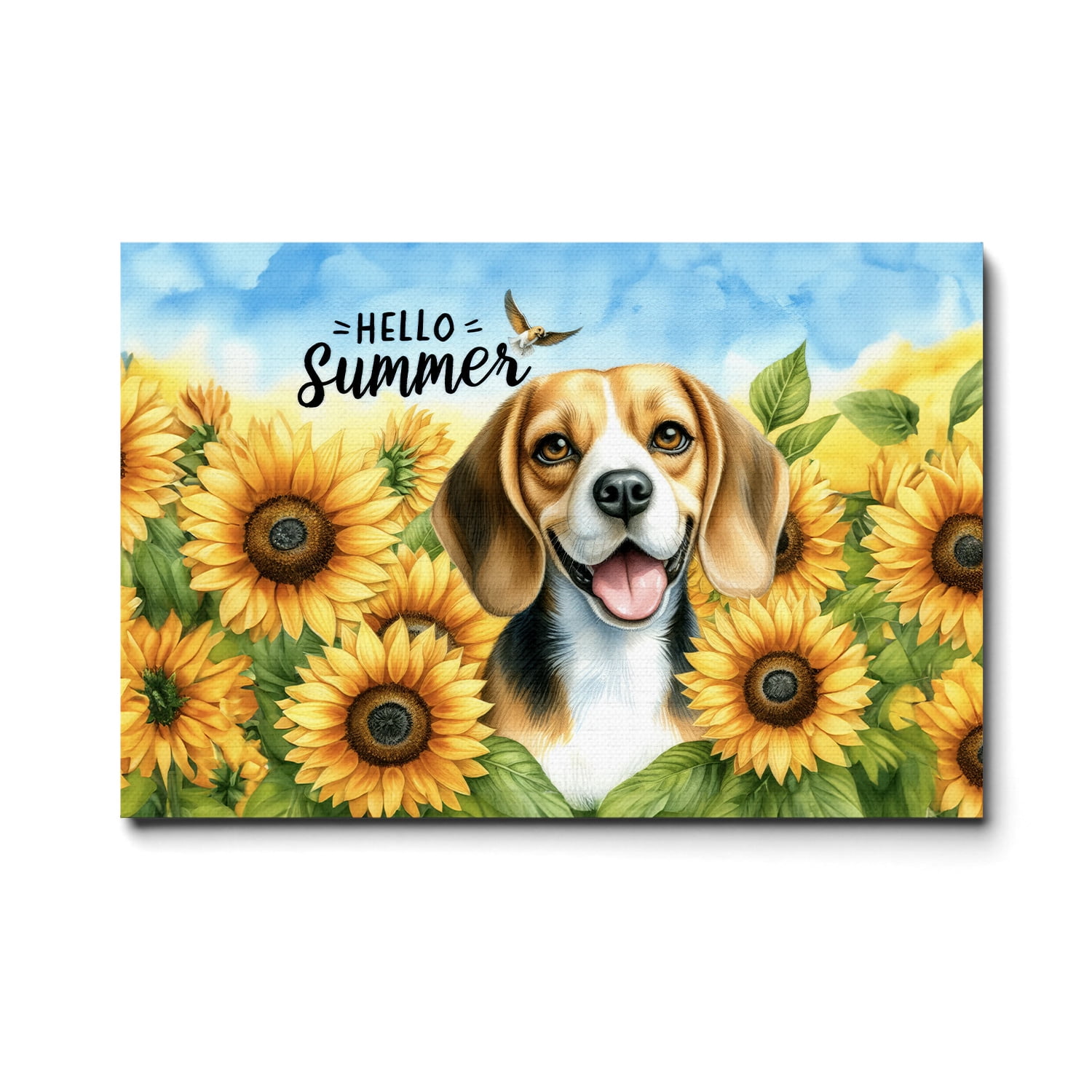 Beagle Hello Summer Sunshine Sunflowers Spring Retro Vintage Horizontal ...