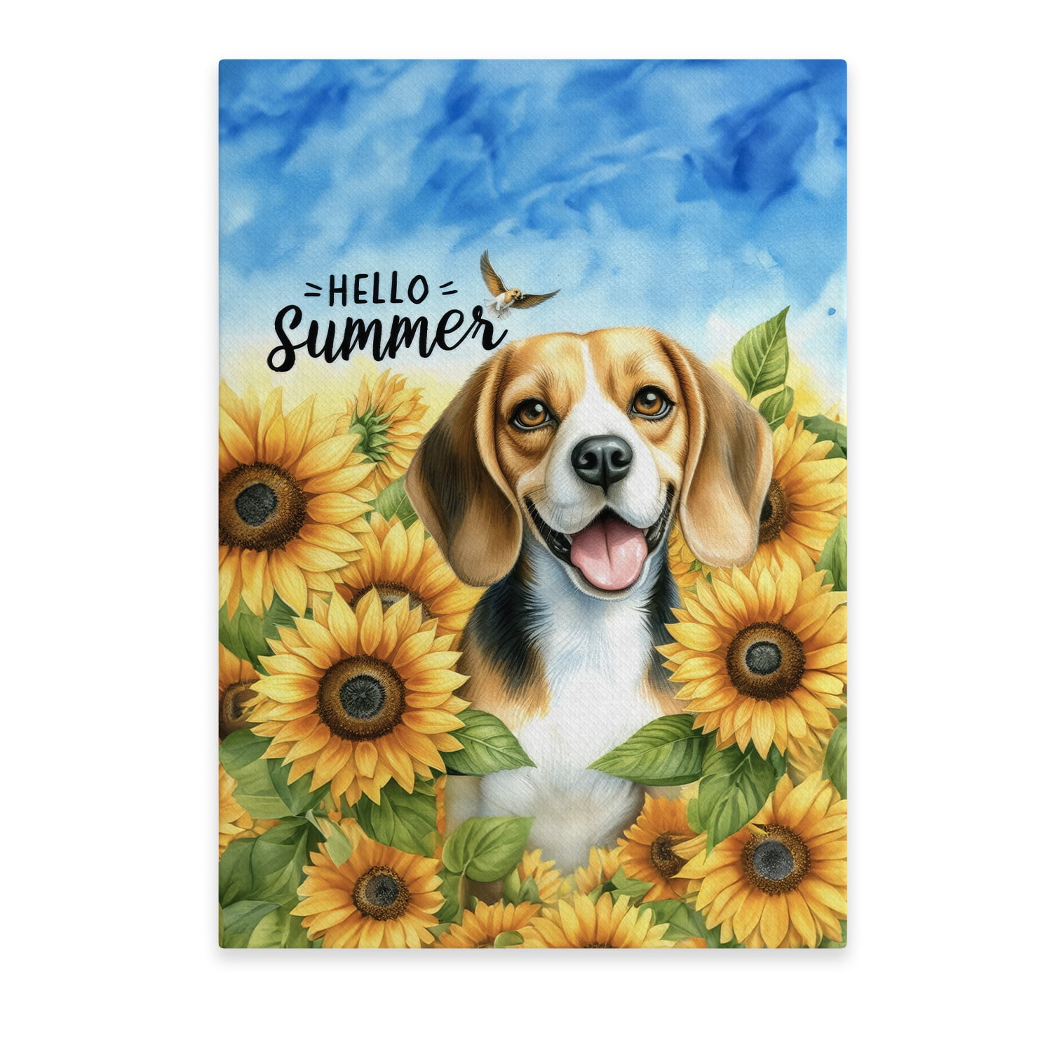 Beagle Hello Summer Sunshine Sunflowers Spring Retro Vintage Vertical ...