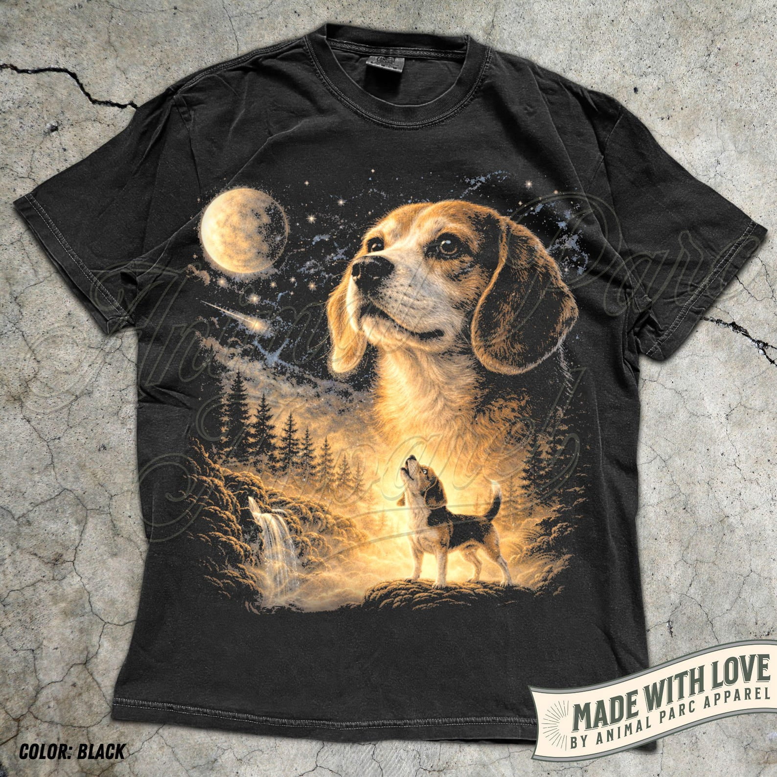 Beagle Howling to The Moon Vintage T-Shirt, 90s Retro Dog Graphic Tee ...