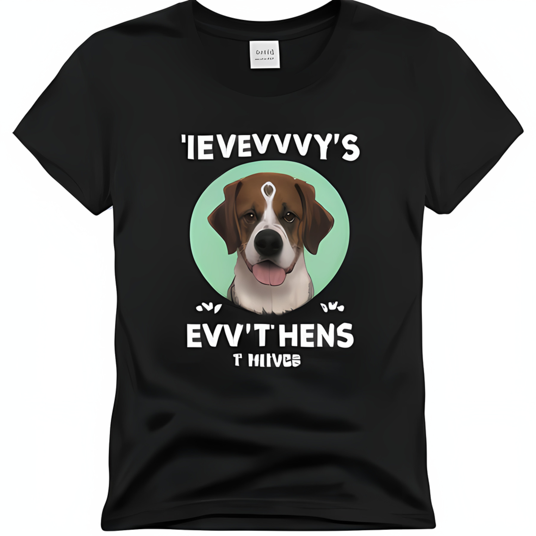 Beagle Illustration T-Shirt Design twork with 'eevvths' Text Black T ...