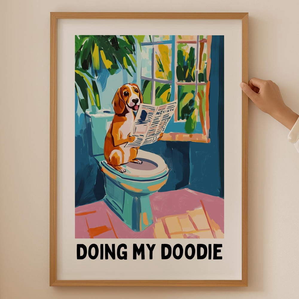 Beagle Lover Poster Trendy Toilet Dog Wall Art Beagle Bathroom decor ...