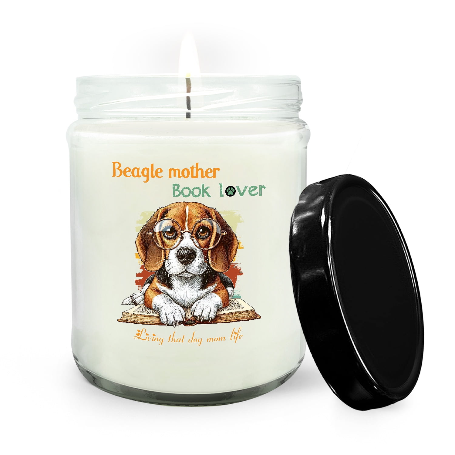 Beagle Mother Book Lover Living That Dog Mom Life Happy Mother's Day Soy Wax Candle Beagles Dog ...