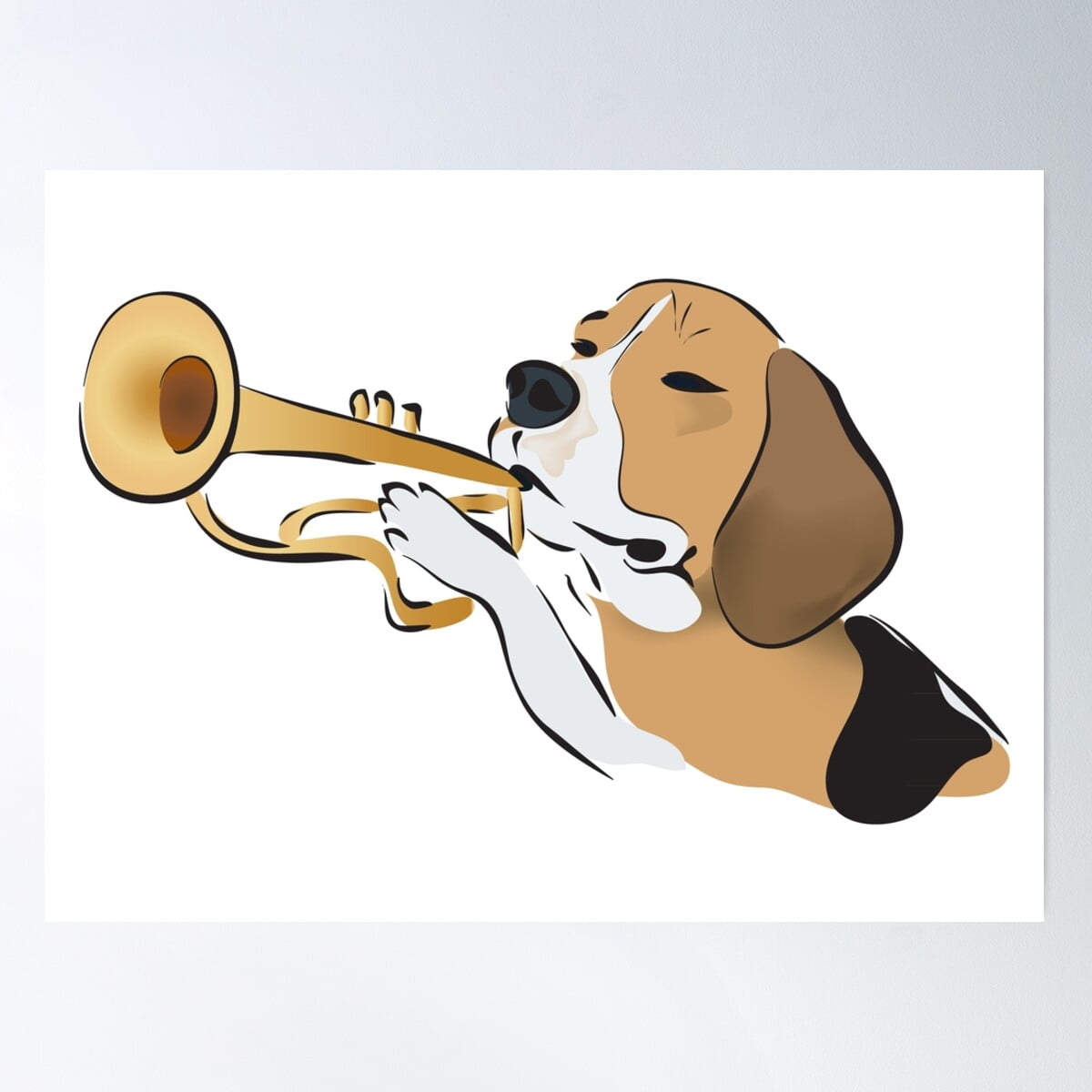 Beagle Playing on a Trumpet Poster, 8x12 UNFRAMED - Walmart.com