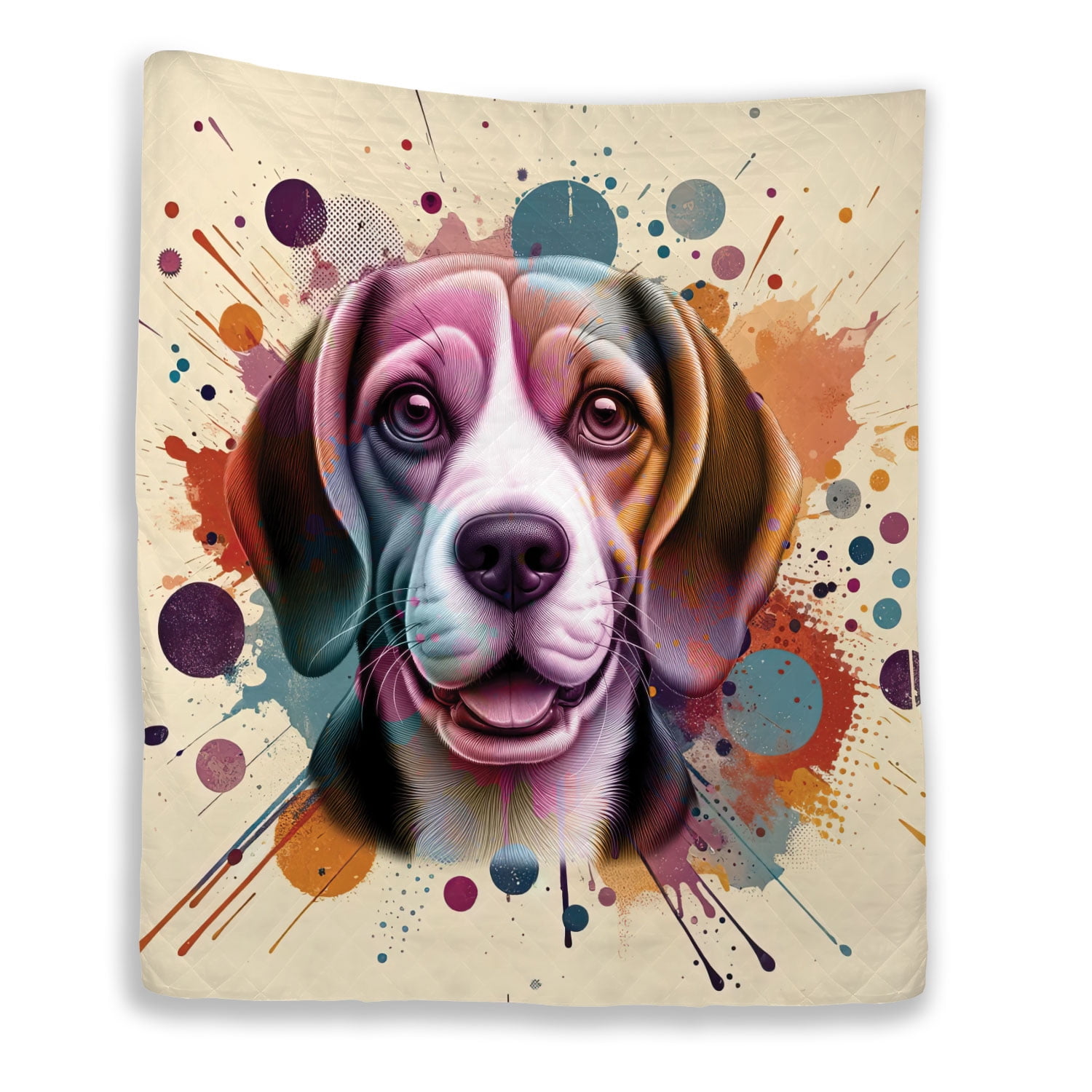 Beagle Portrait Watercolor Vintage Retro Styles Quilt Blanket Beagles ...