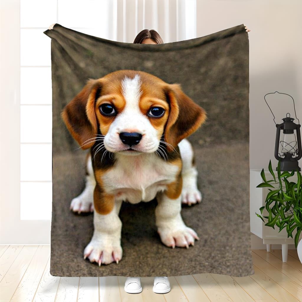 Beagle Puppy Flannel Throw Blanket - Ultra-Soft 280gsm Fleece Bedspread ...