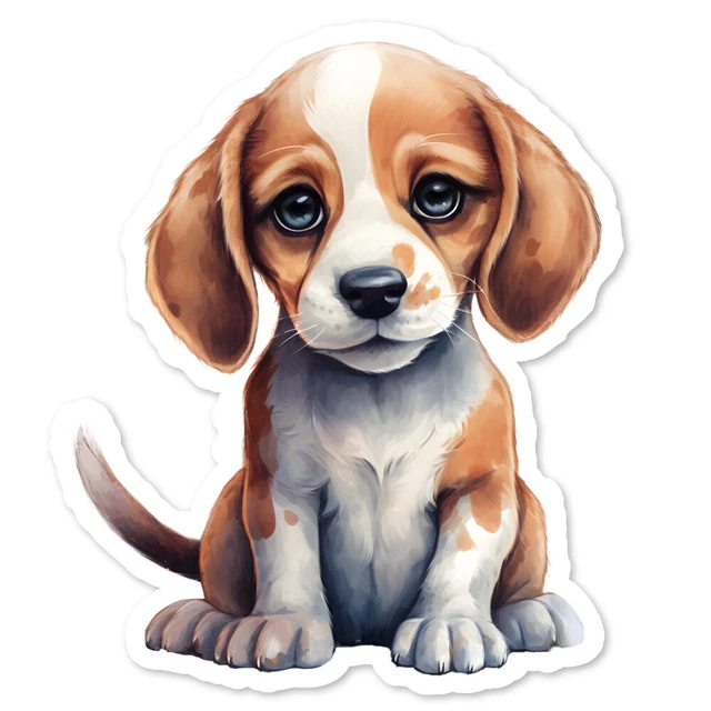 Beagle Puppy Sticker, Water Bottle, Scrapbooking, Laptop, Journal ...