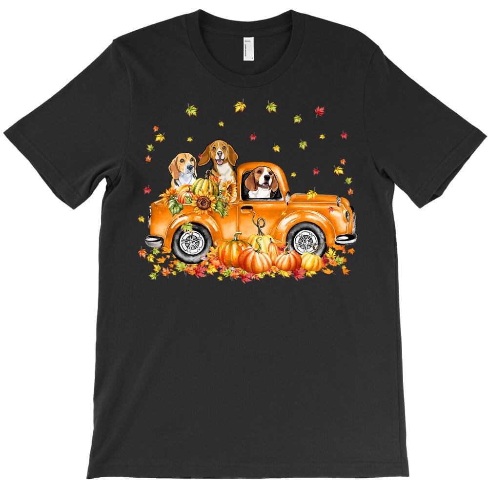 Beagle Riding Truck Pumpkin Autumn Leaves Fall Dog Lover Themed Themed ...