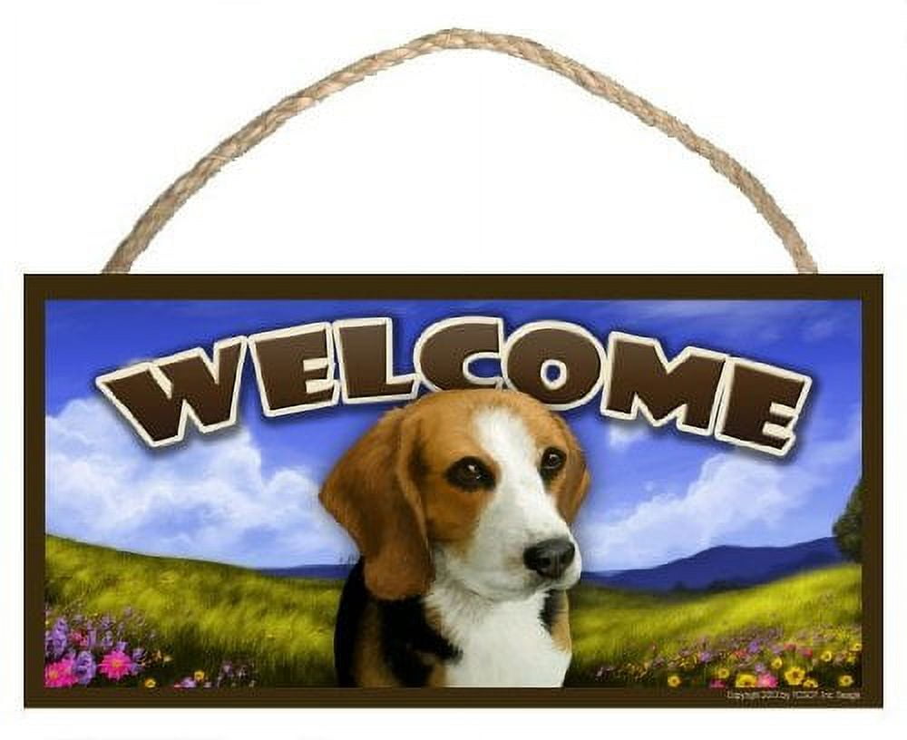 Beagle Spring Season Welcome Wooden Dog Sign / Plaque featuring the art ...