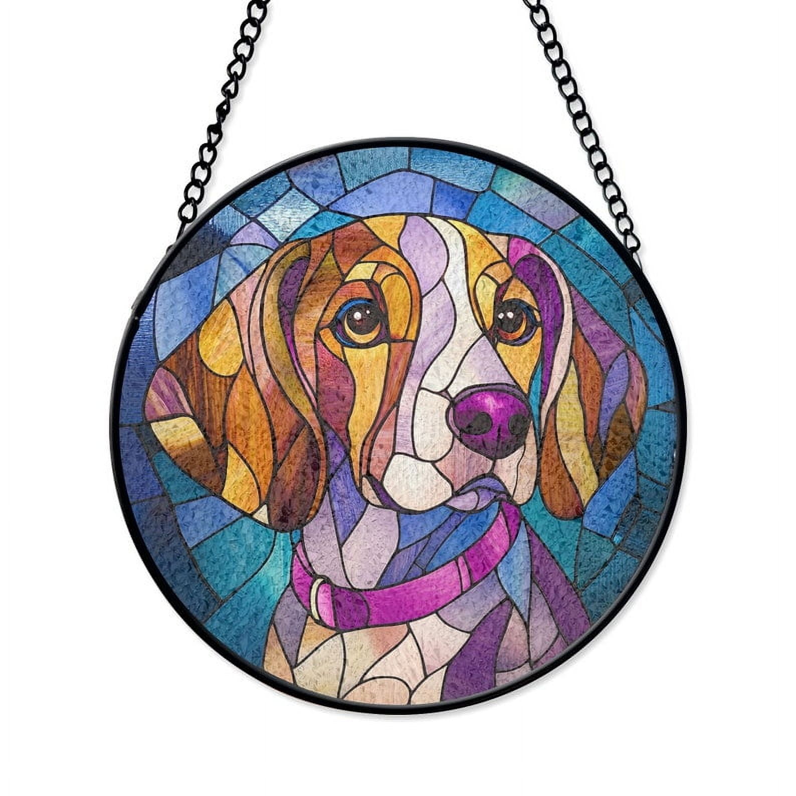 Beagle Stained Glass Panel – Colorful Dog Art Decor with Vibrant Design ...