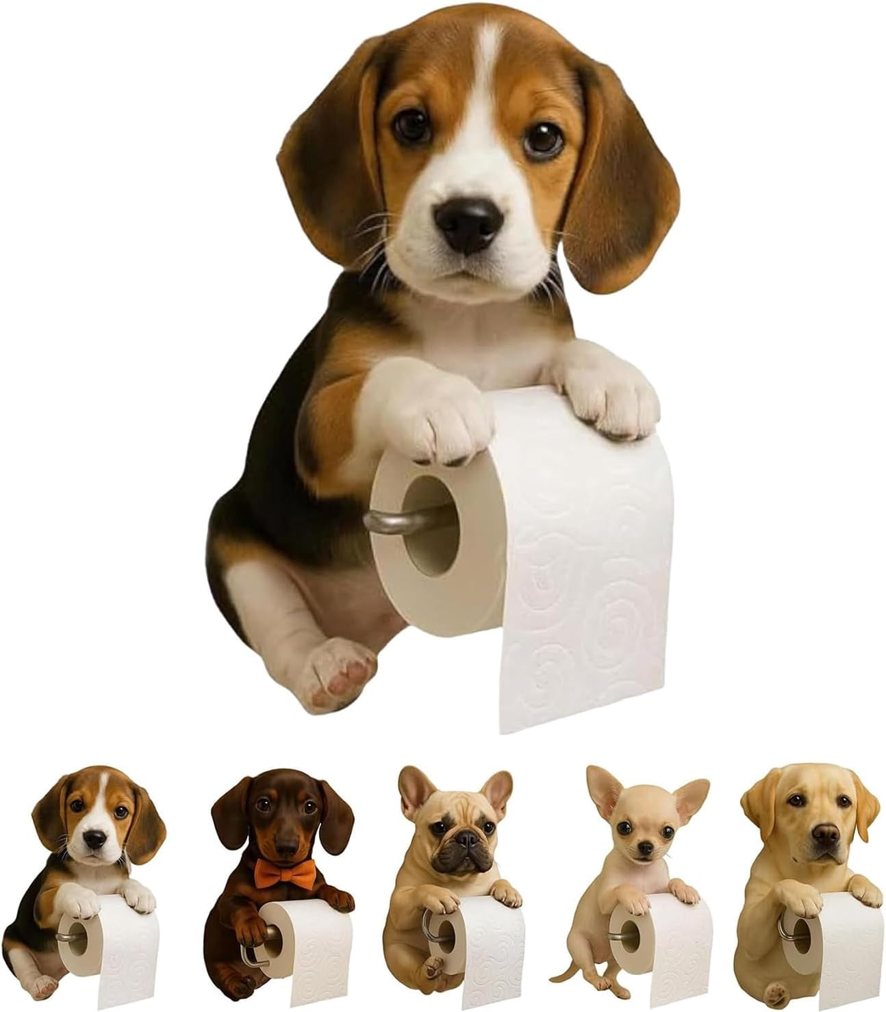 Beagle Toilet Paper Holder, 3D Resin Dog & Cat Wall-Mounted Paper Towel ...
