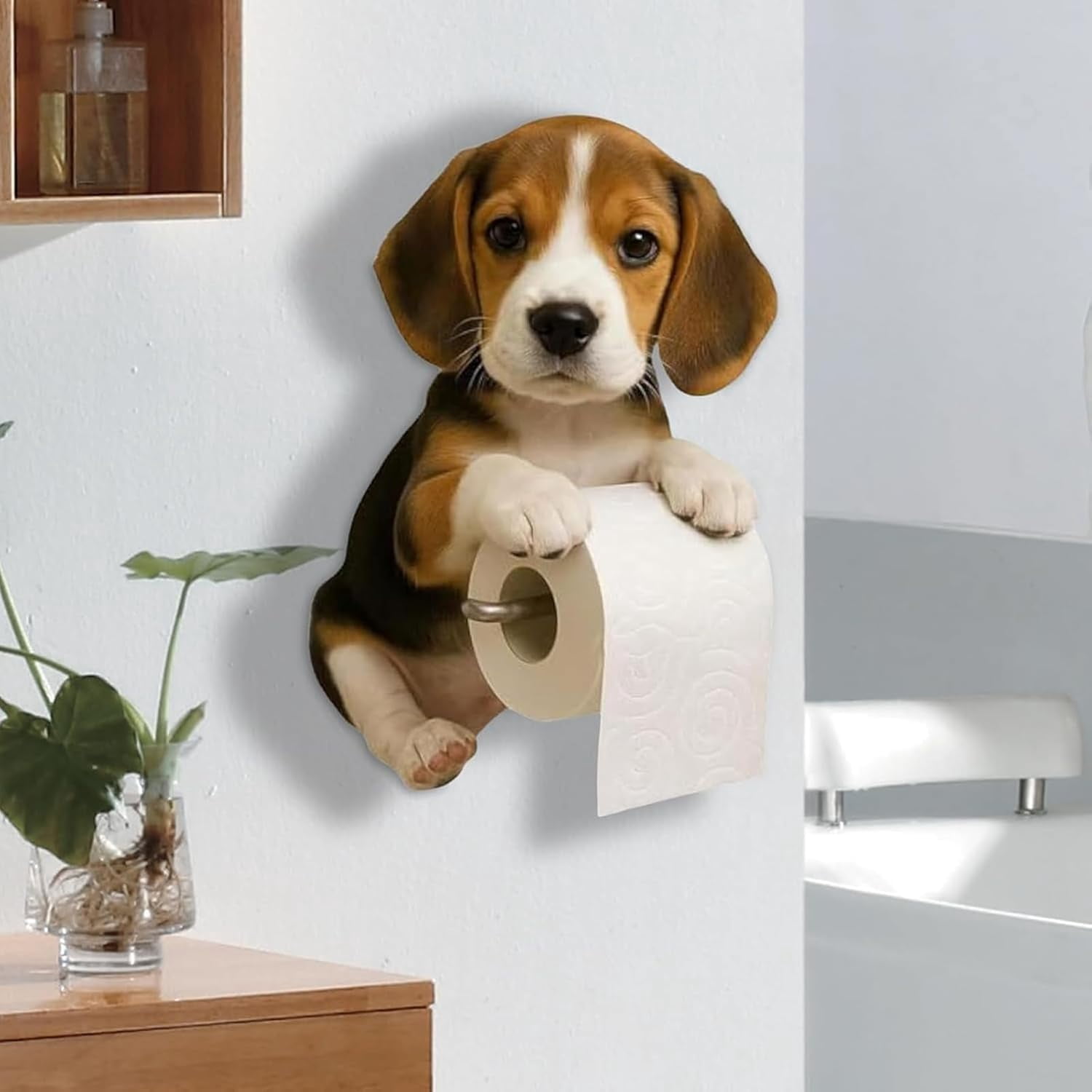 Beagle Toilet Paper Holder, Funny 3D Printed Resin Cat Dog Paper Holder ...
