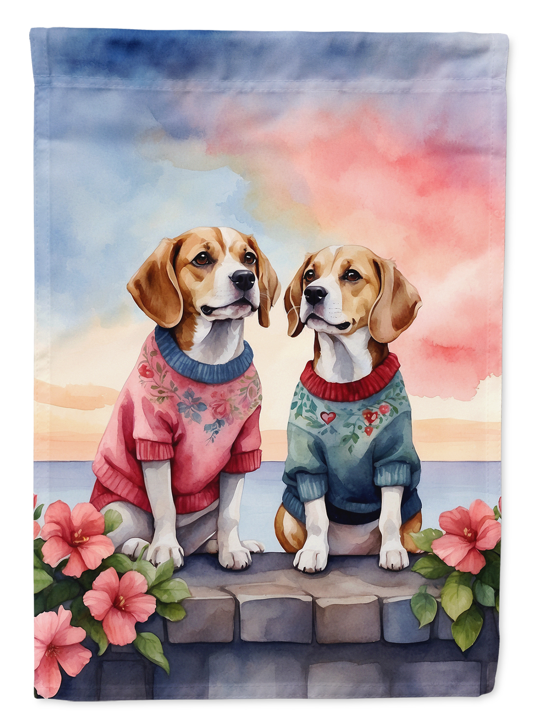 Beagle Two Hearts House Flag - Walmart.com