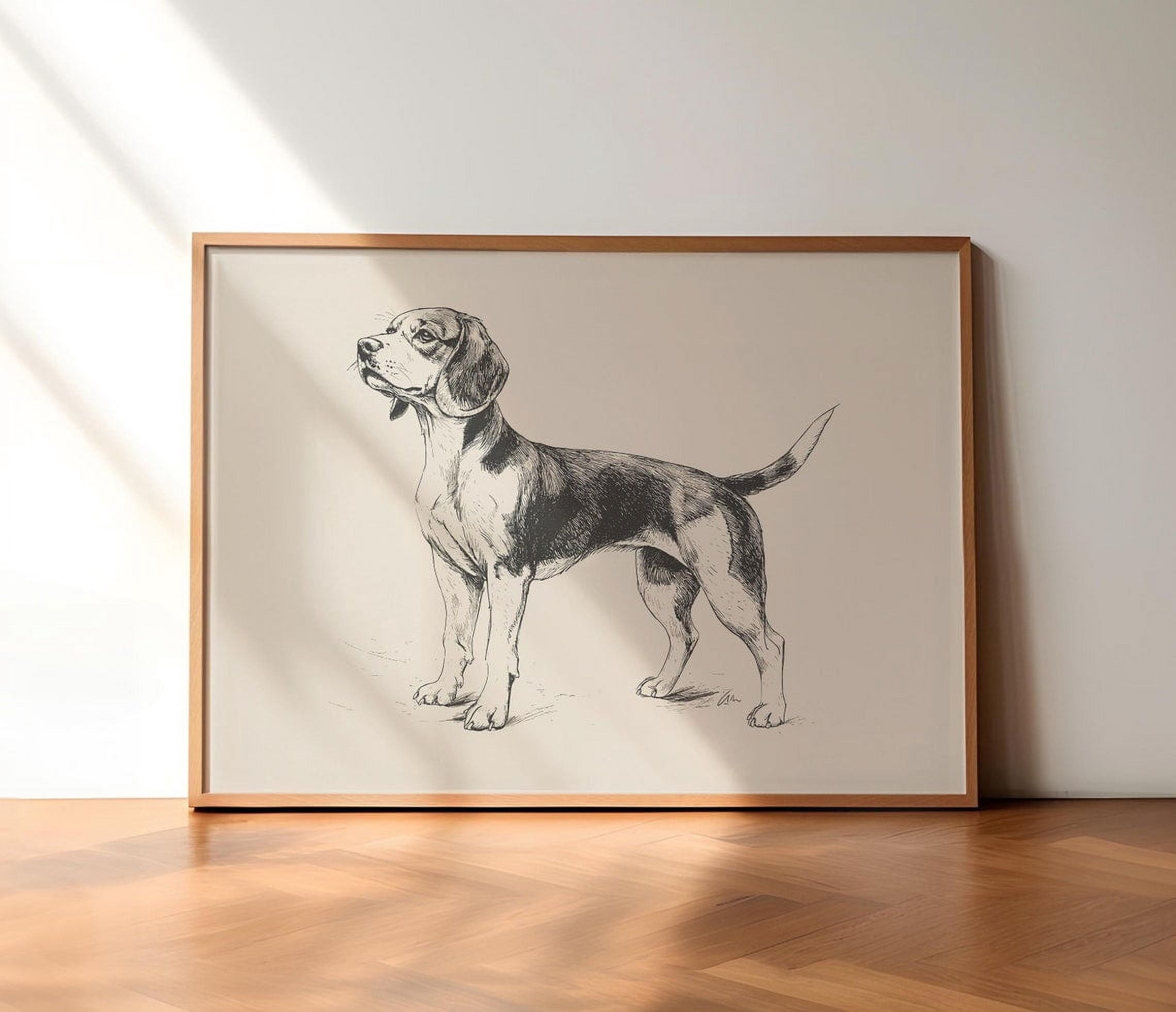 Beagle Vintage Poster, Dog Wall Decor, Antique Retro Painting ...
