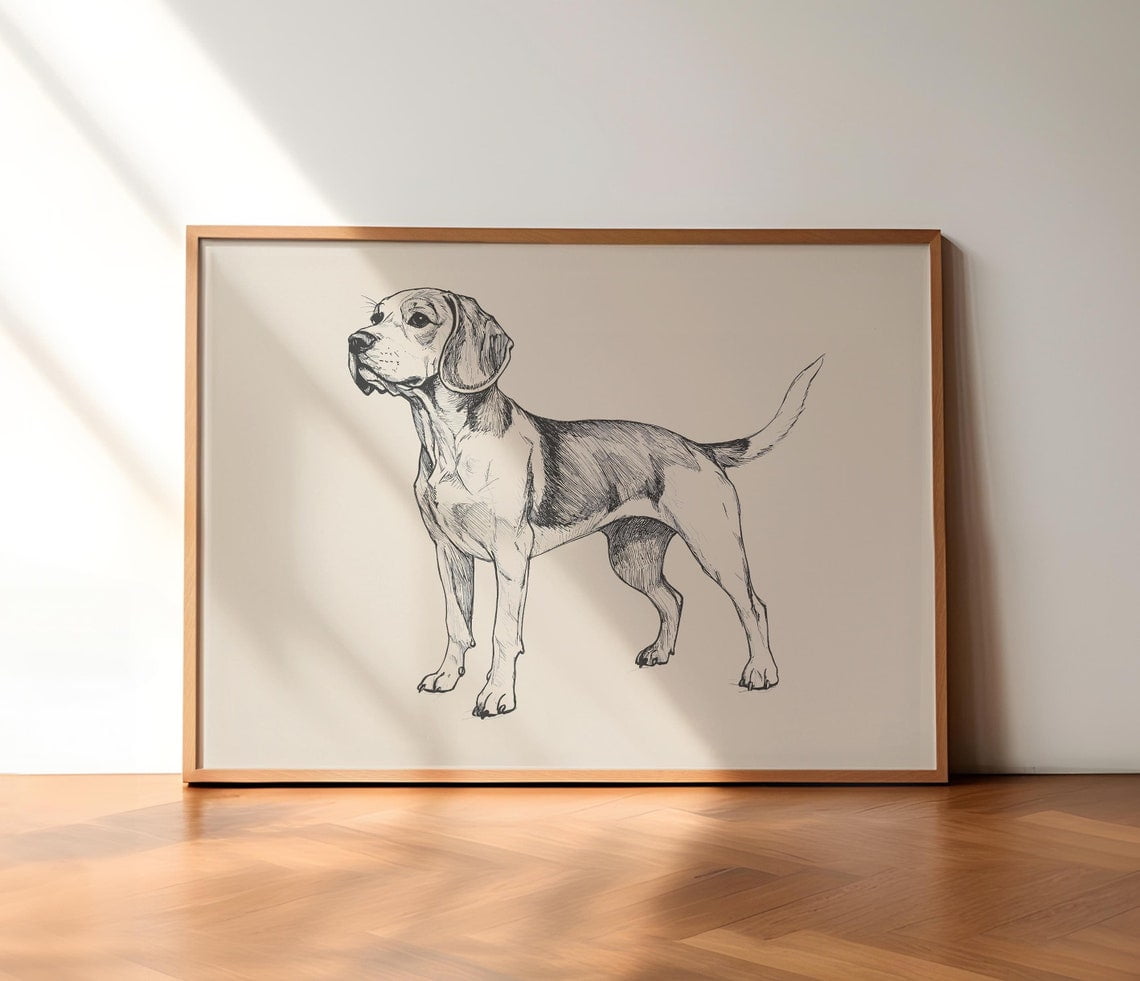 Beagle Vintage Print, Dog Wall Art, Antique Vintage Painting, Farmhouse ...