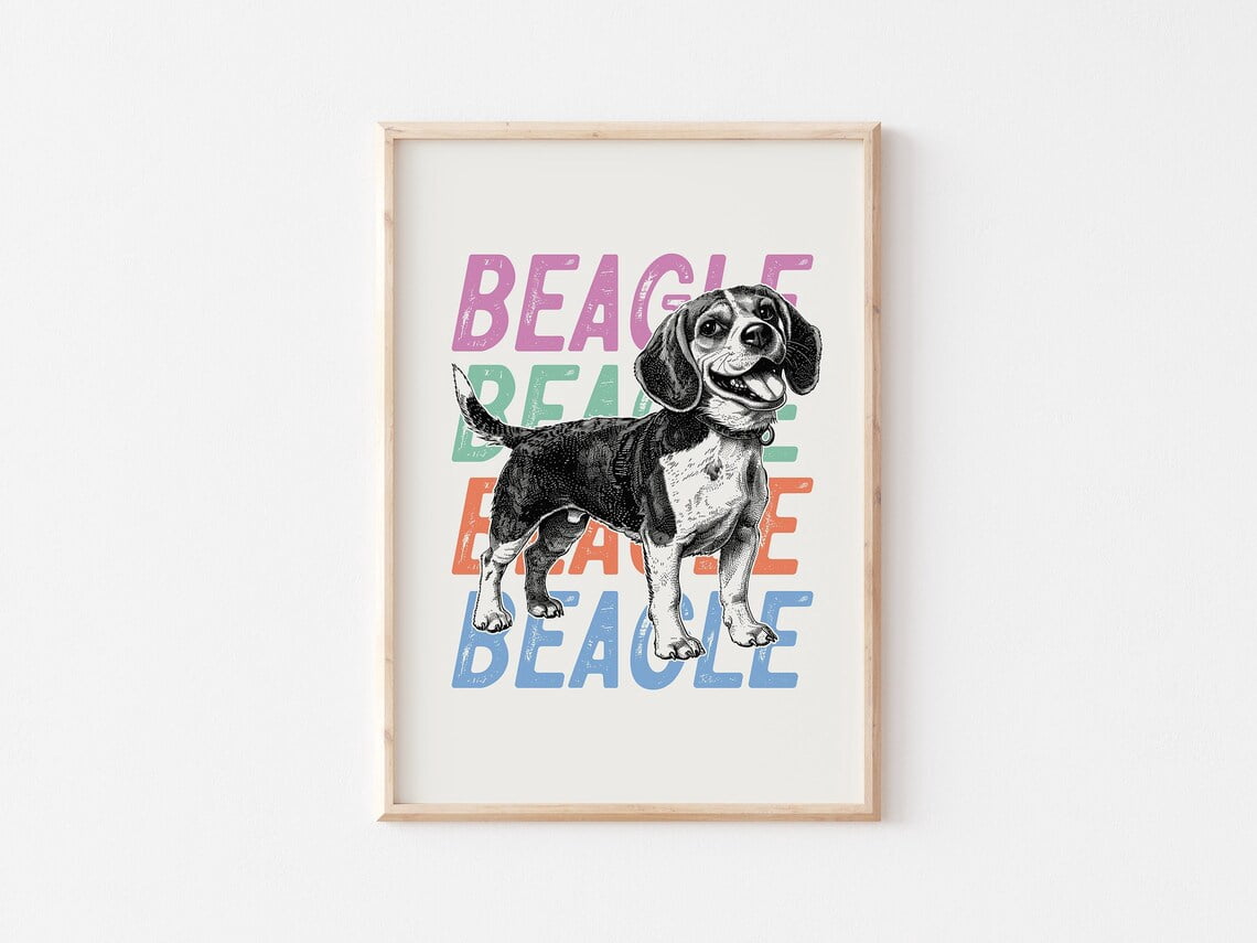 Beagle Wall Art, Dog Wall Art, Cute Beagle Poster, Beagle Dog Art, Dog ...