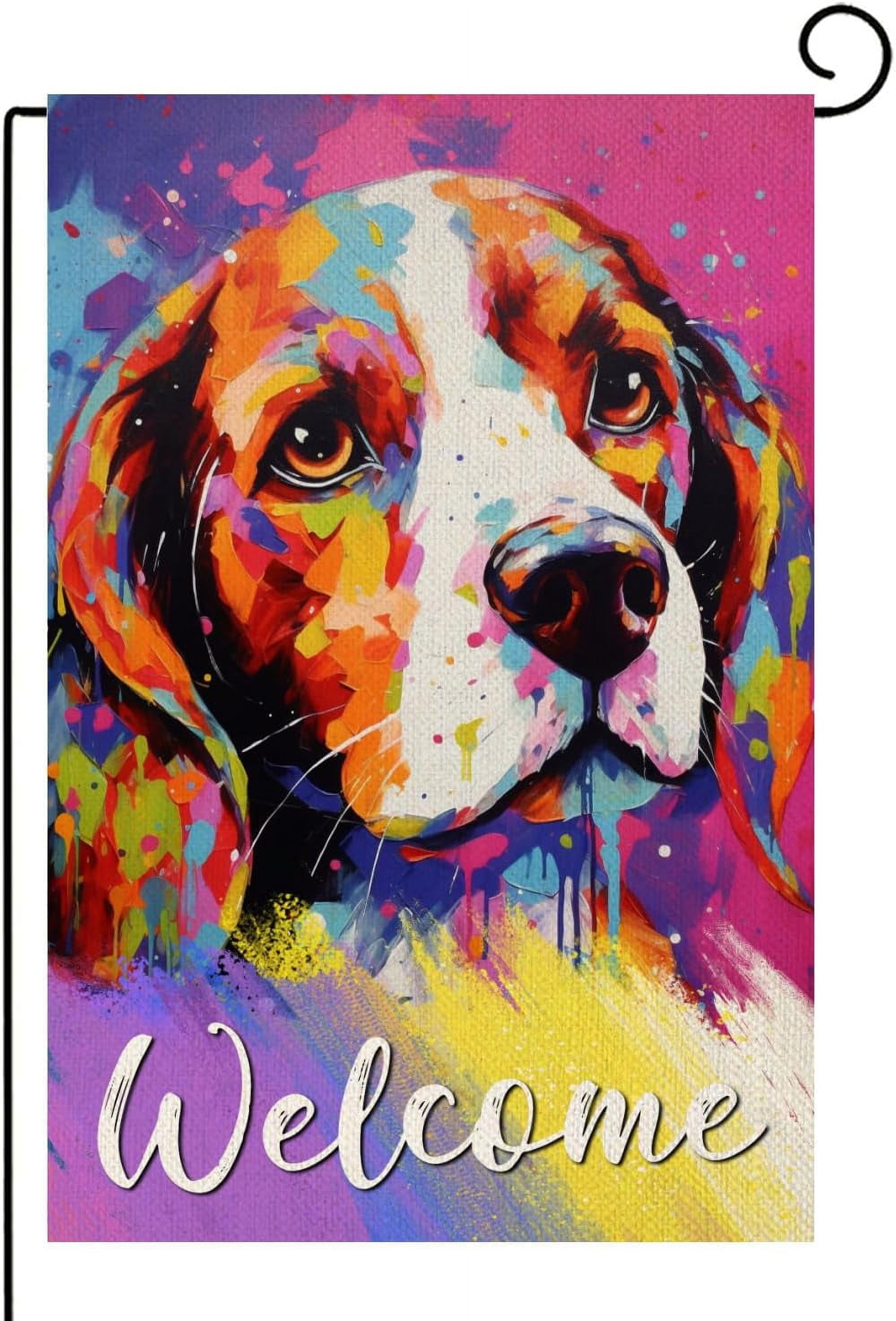 Beagle Welcome Garden Flag Dogs Paw Prints Spring Yard Flag Pet Lovers ...
