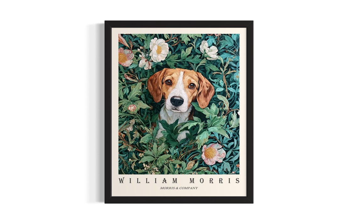 Beagle William Morris Dogs Art Print, Living Room Wall Art #490 ...