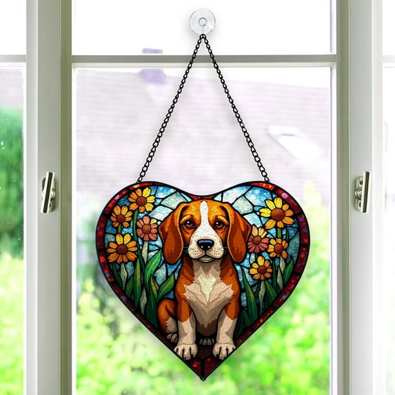 Beagle Window Hanging Stained Glass Christmas , Beagle Dog Suncatchers ...