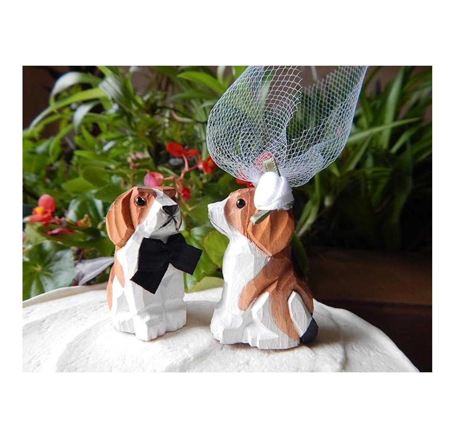 Beagle dog figurine Cake Topper Bride & Groom Love Wedding Engagement ...