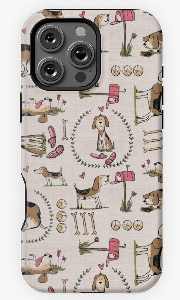 Beagles Dog Illustration Phone Case for iPhone 16 15 14 13 12 11 Pro ...